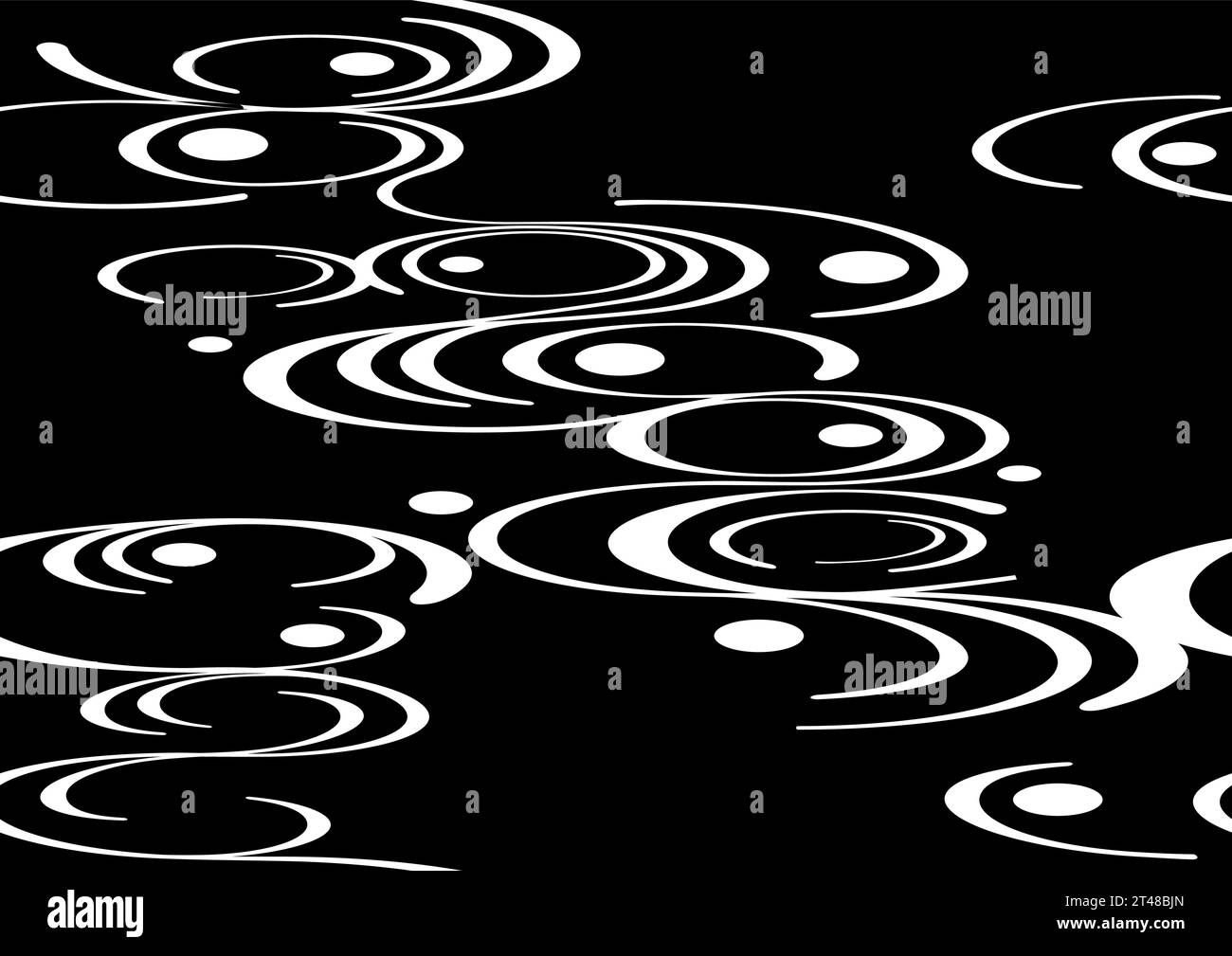 Japanese Monochrome Vintage Seamless Water Flow Pattern With A Black ...