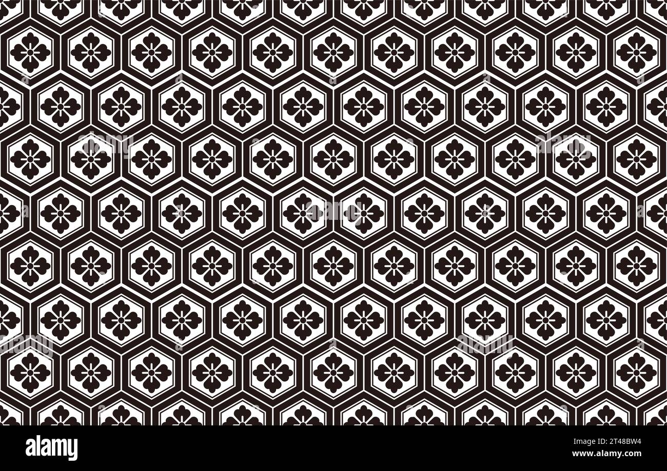 Vector Seamless Background With Japanese Vintage Pattern. Horizontally ...