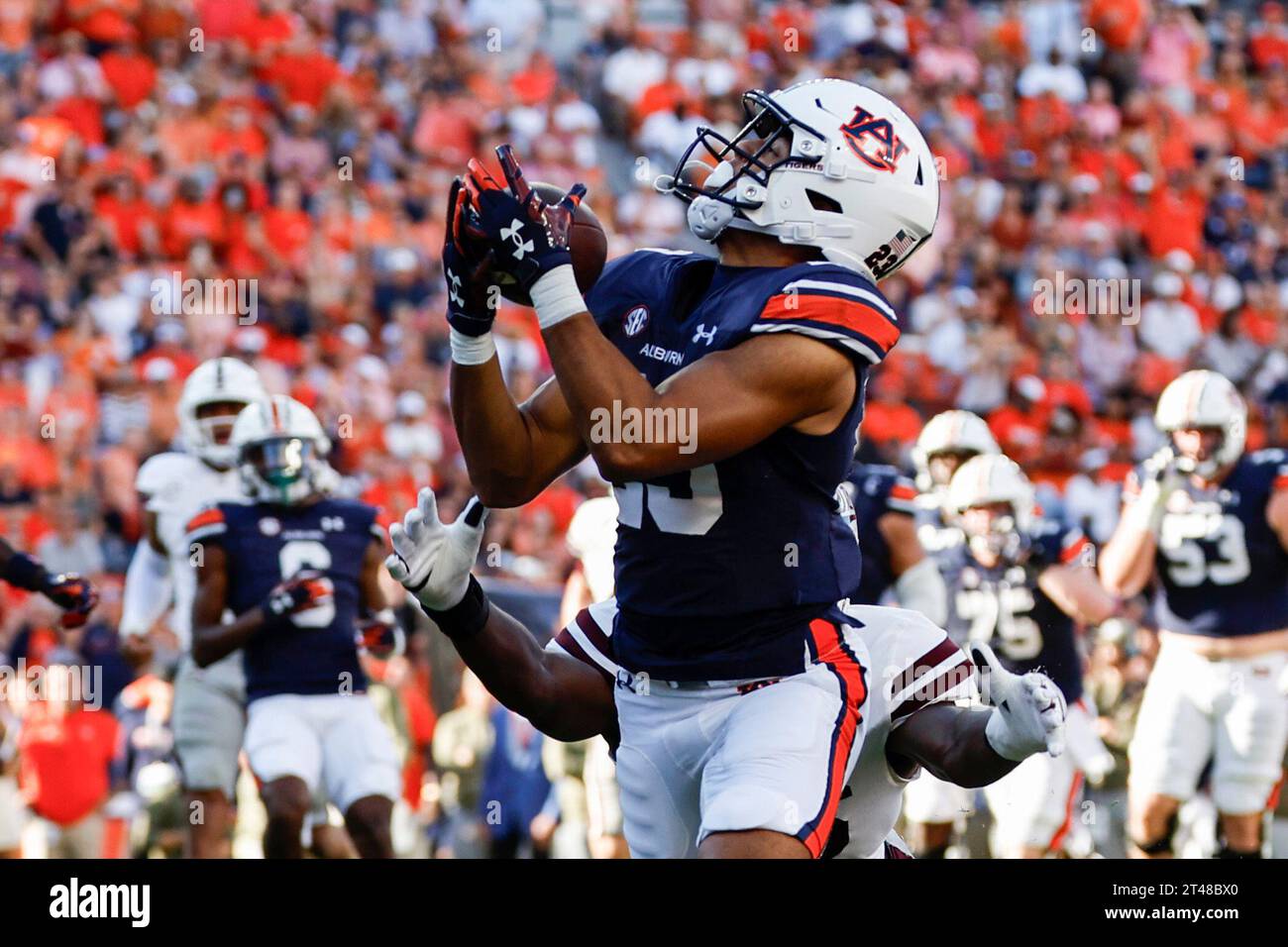 Auburn running back Jeremiah Cobb (23) catches a pass for a touchdown ...