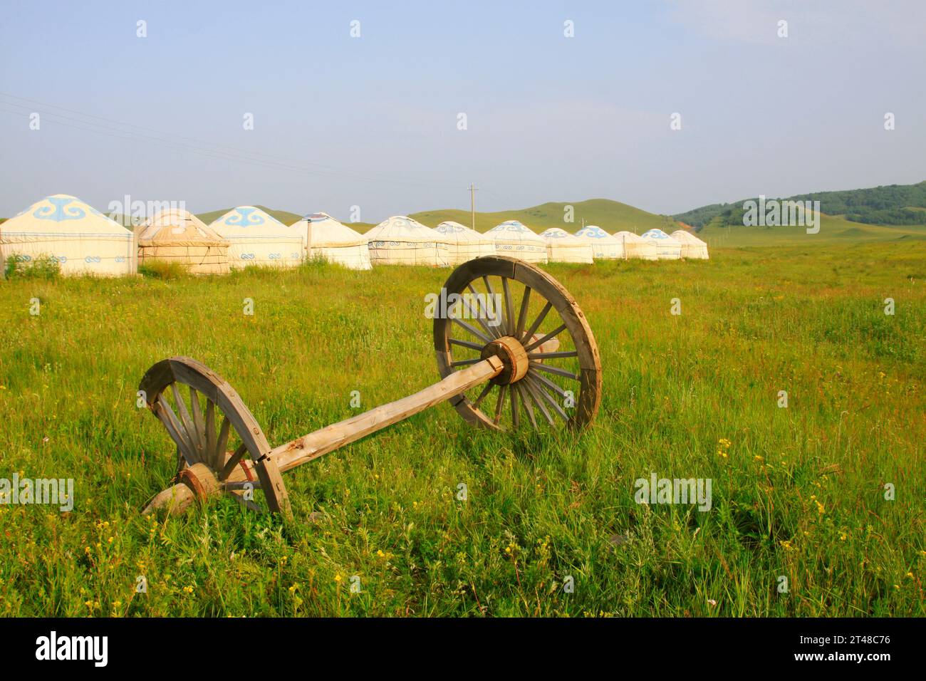 mongolian yurt and abandoned wheel, closeup of photo Stock Photo - Alamy