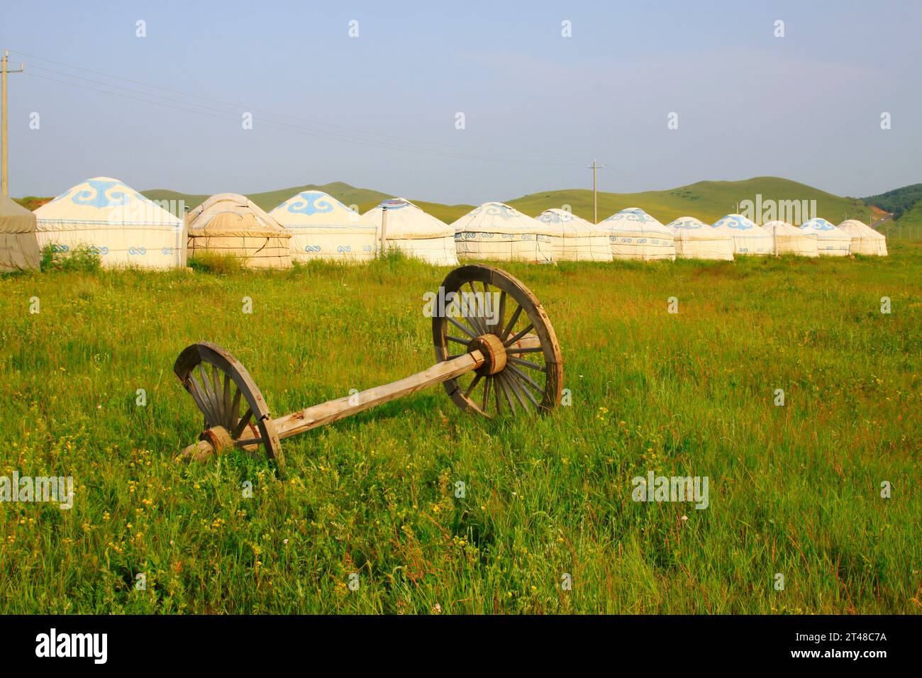 mongolian yurt and abandoned wheel, closeup of photo Stock Photo - Alamy