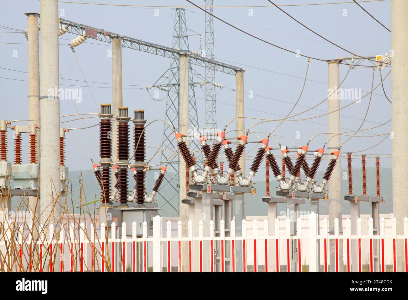 Substation power facilities, closeup of photo Stock Photo - Alamy