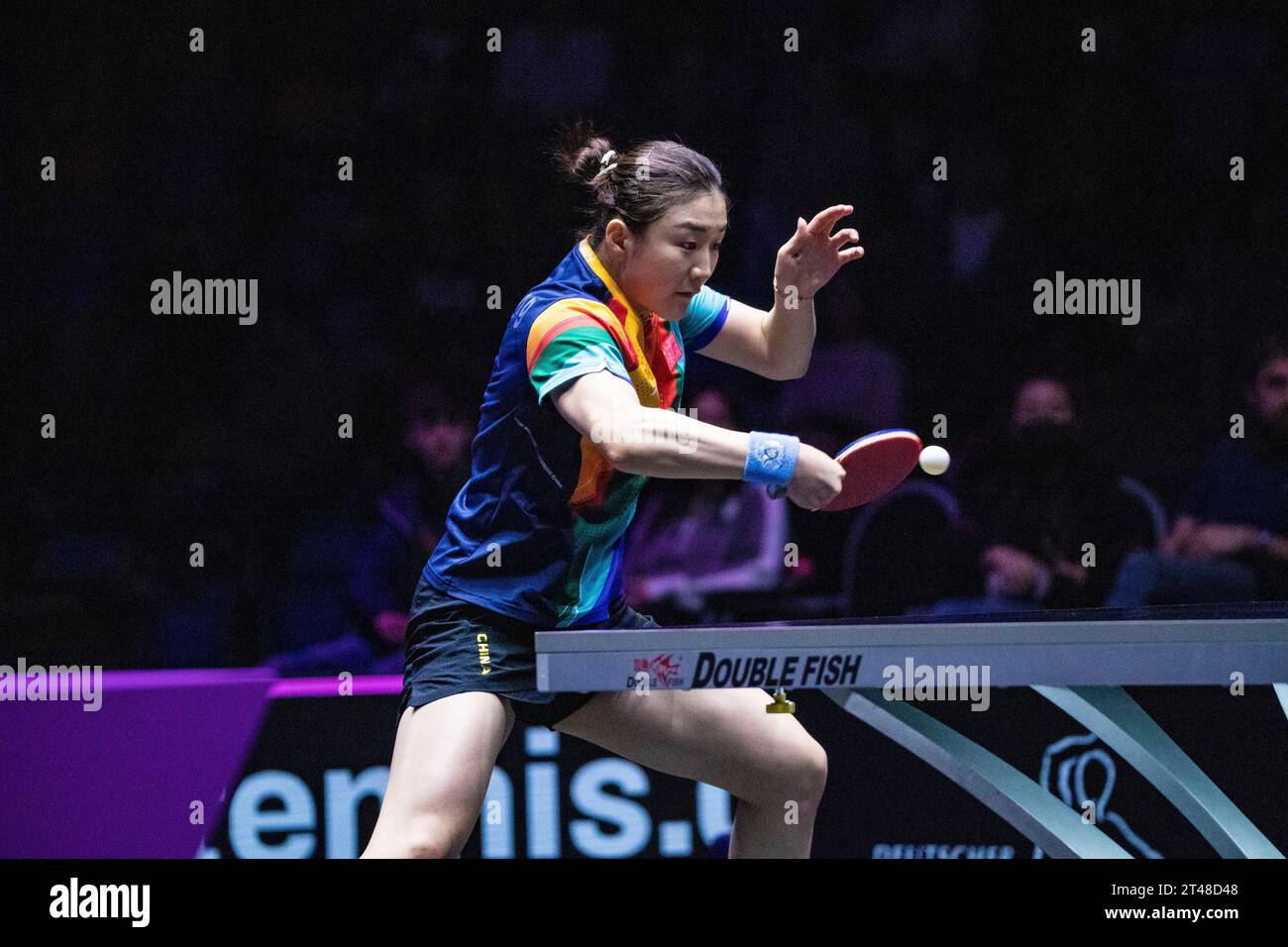 Frankfurt, Germany. 29th Oct, 2023. Chen Meng of China hits a return ...