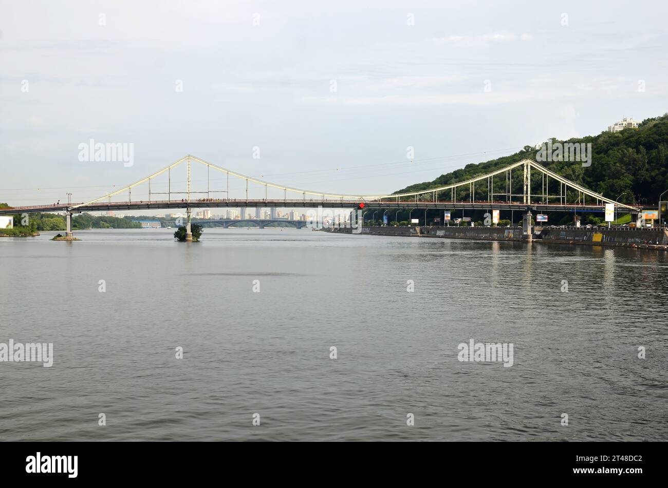 Bridge across the river Dnipro in Kyiv, Ukraine. Rivers and bridges of ...