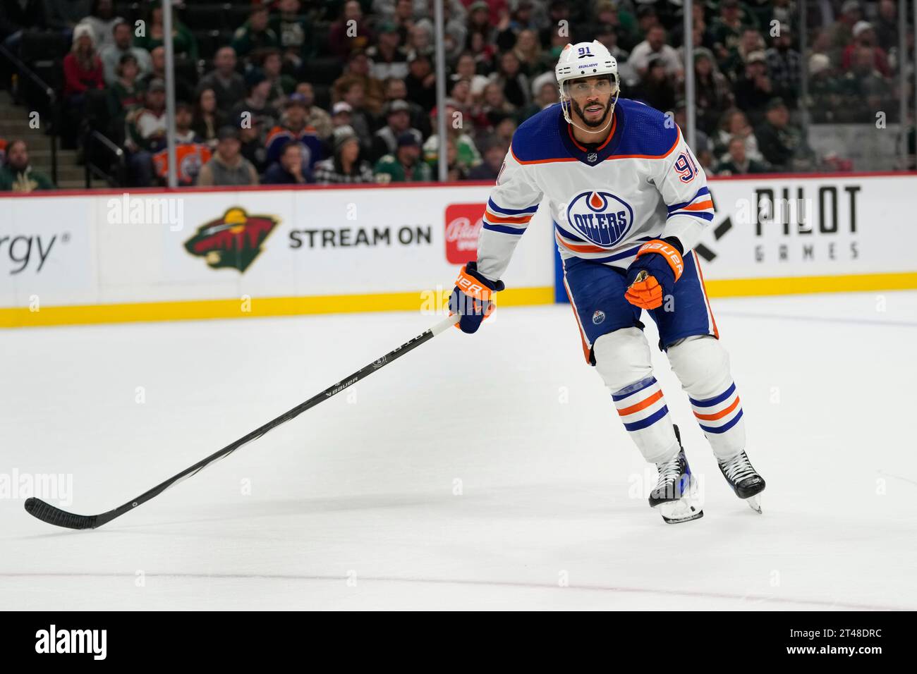 Edmonton Oilers left wing Evander Kane (91) skates during the third ...