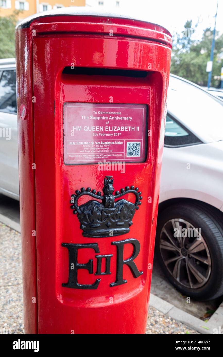 A red Royal Mail post box in Gibraltar Stock Photo - Alamy