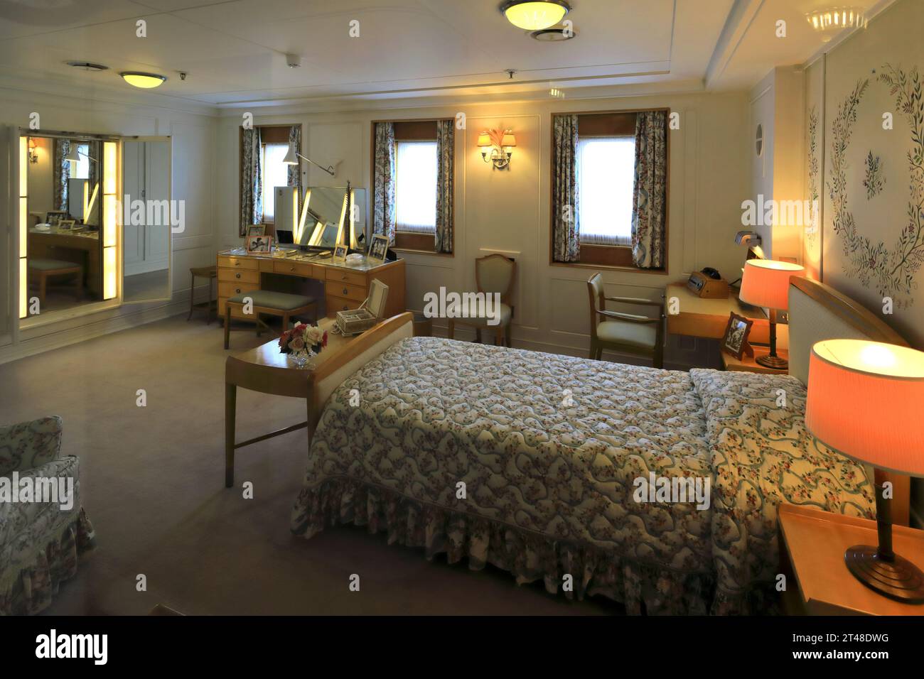 Rooms inside the Royal Yacht Britannia, Ocean Terminal, Leith town ...