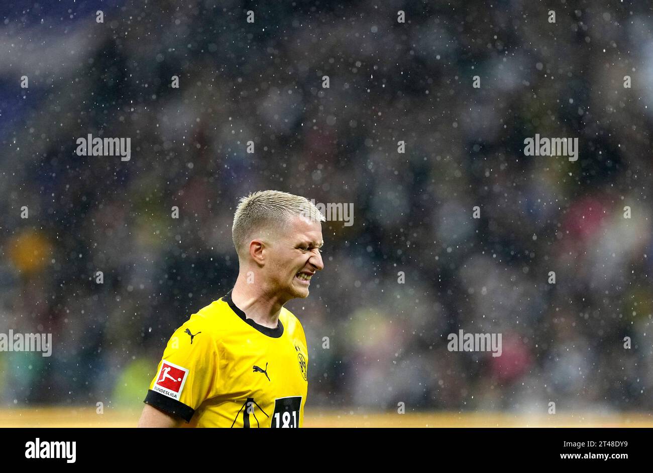 Dortmund's Marco Reus reacts during a German Bundesliga soccer match ...