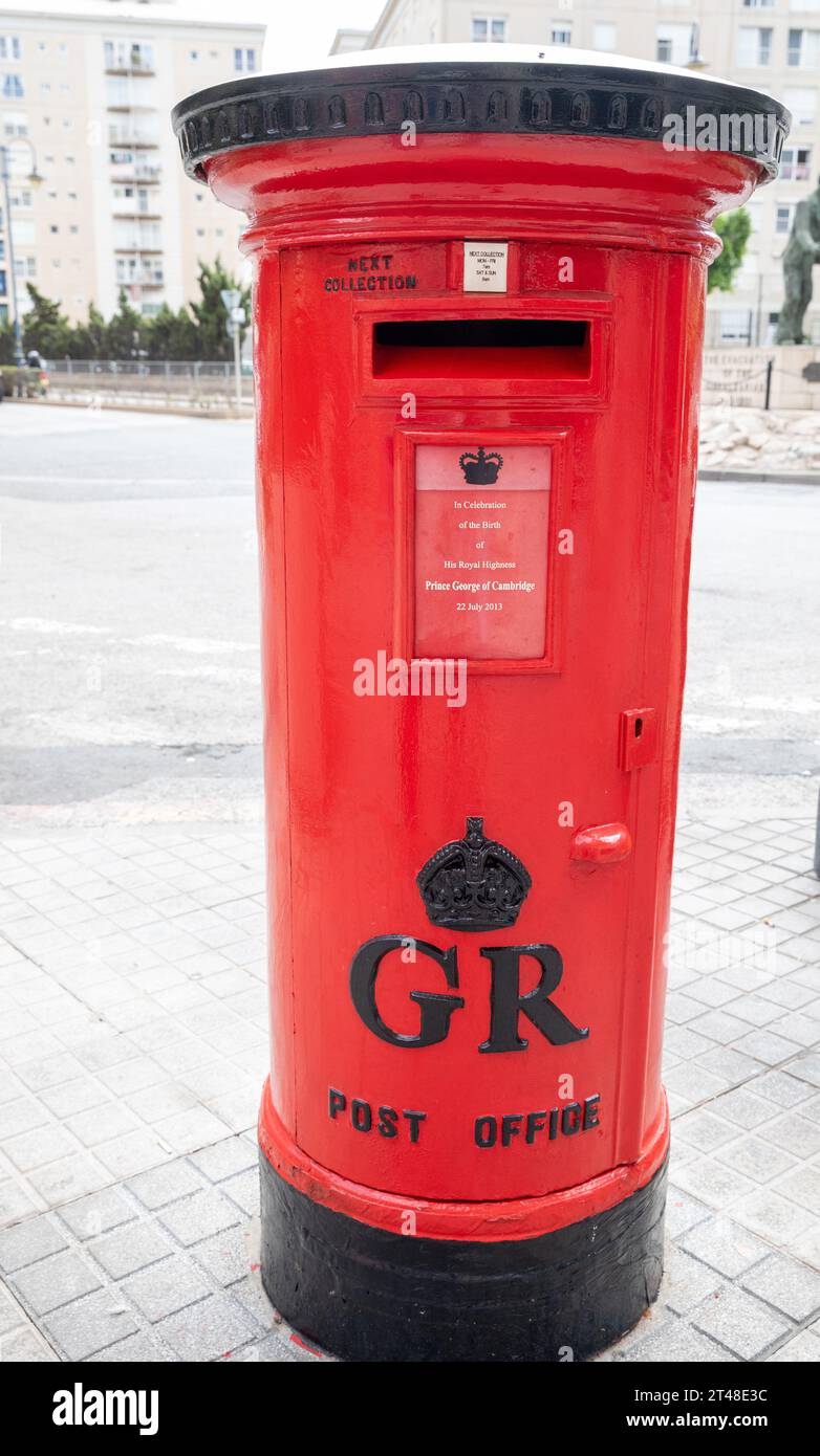 A red Royal Mail post box in Gibraltar Stock Photo - Alamy