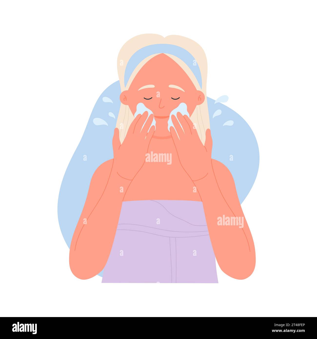 Girl washing care mask from her face. Beauty care skin routine, acne ...