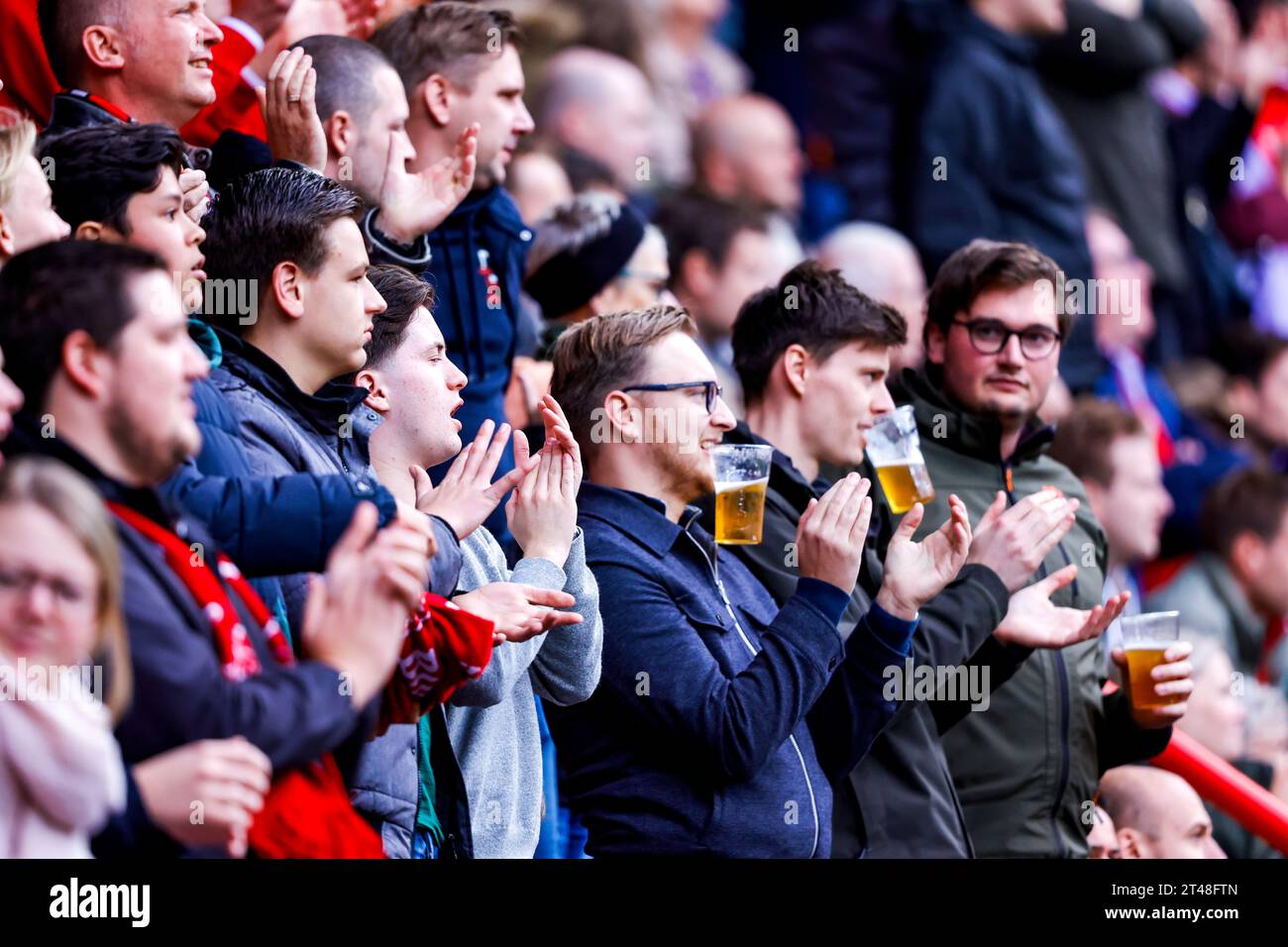 ENSCHEDE, NETHERLANDS - OCTOBER 29: fans of FC Twente looks on during ...