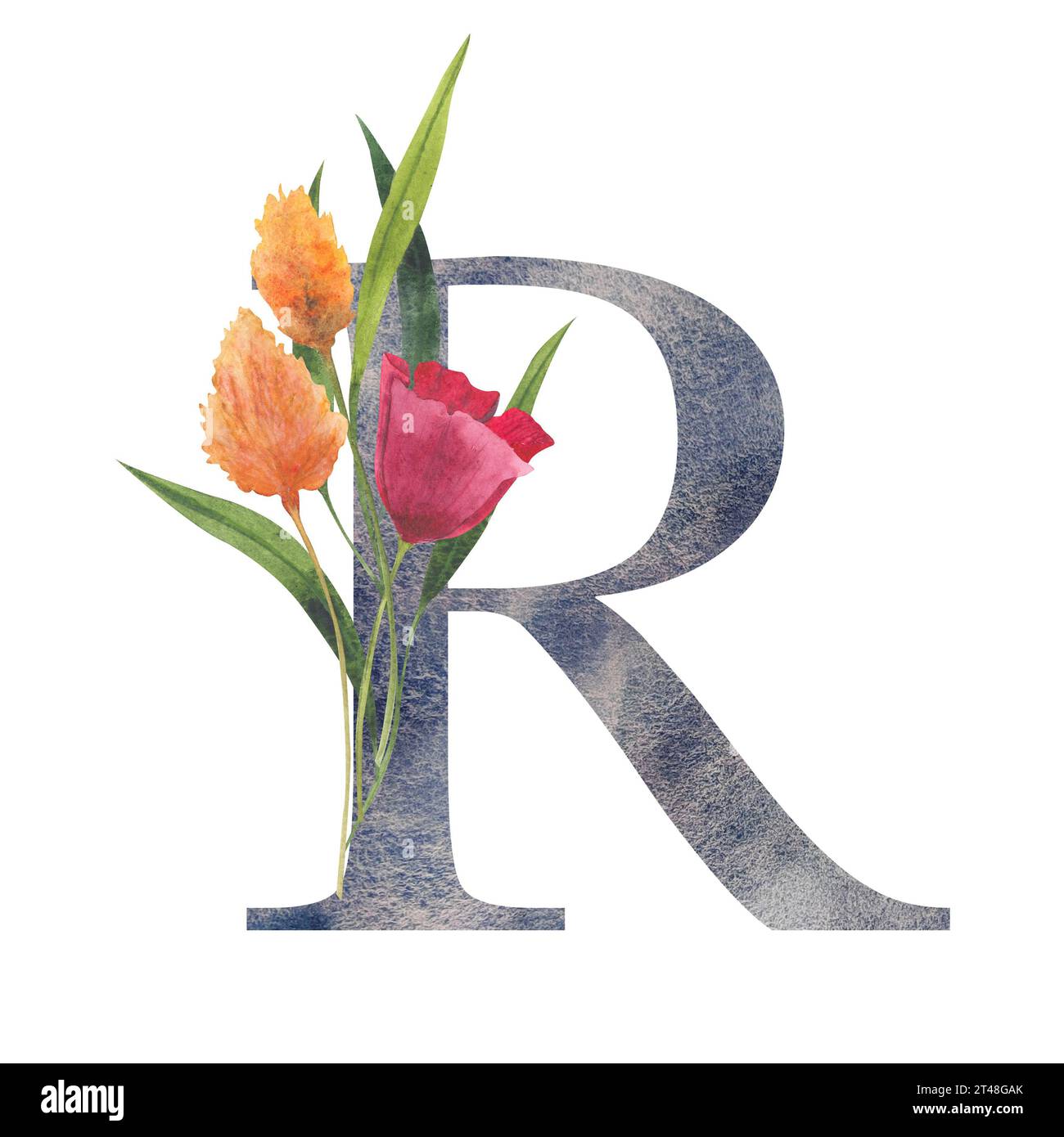 Floral letter r hi-res stock photography and images - Alamy