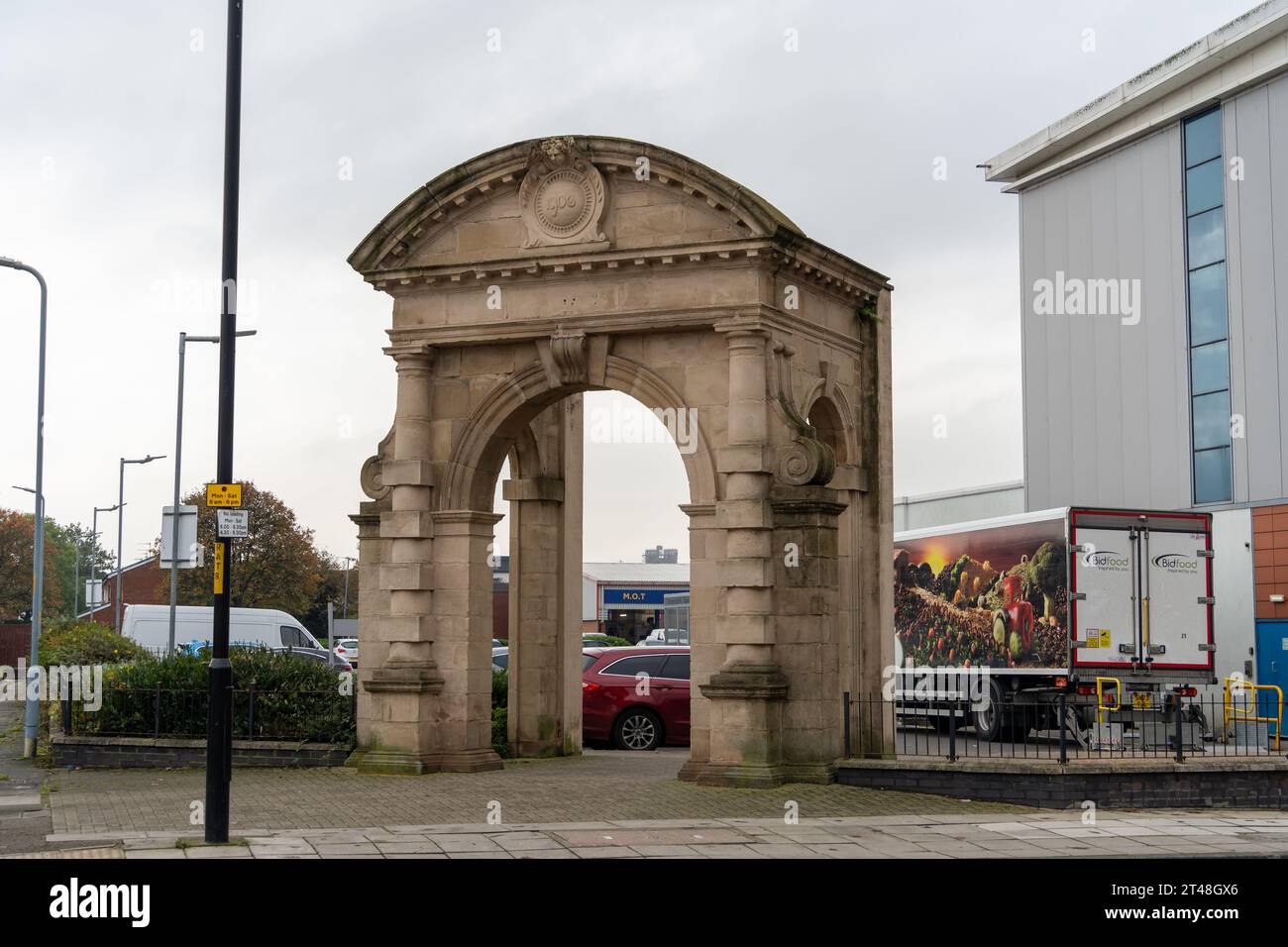 Porch, dated 1906, remains from the since-demolished North Riding ...