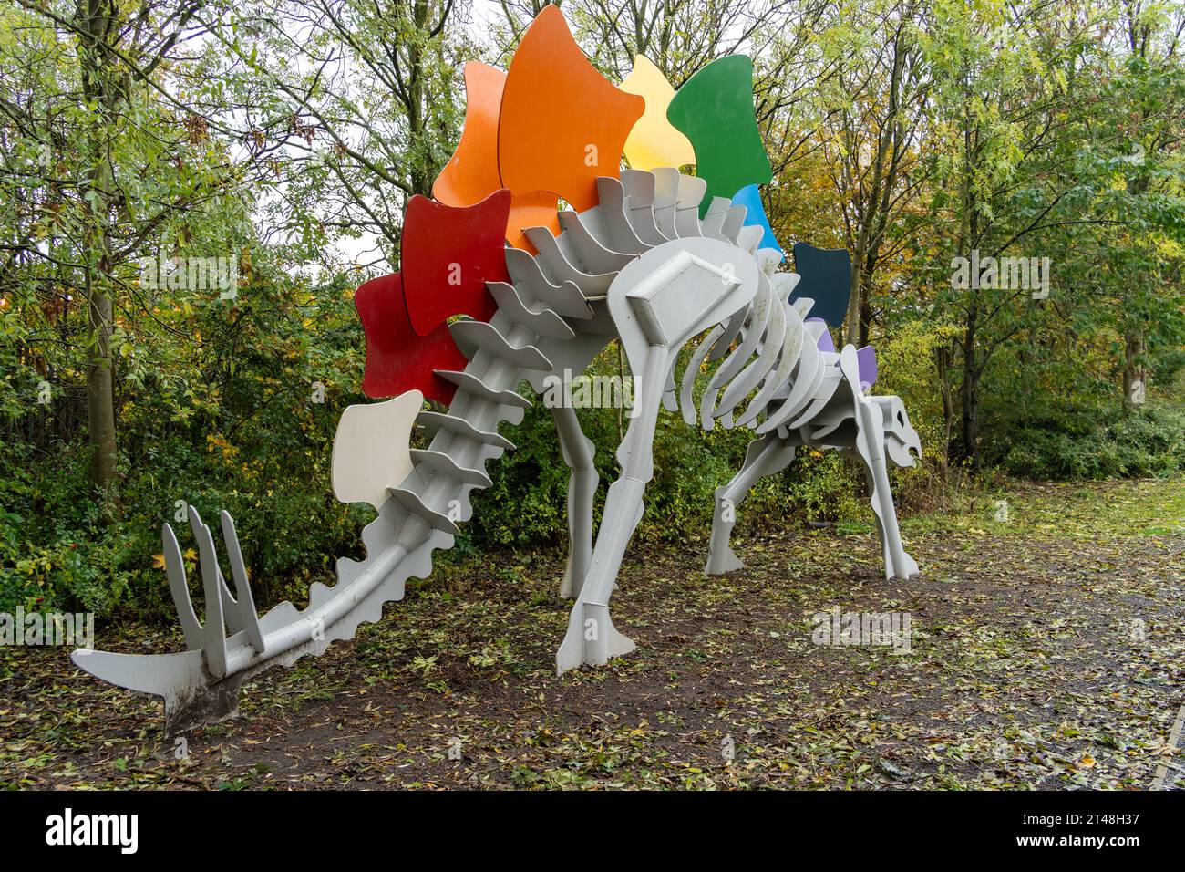Stegosaurus sculpture at Teessaurus Park, Middlesbrough, UK,having been ...