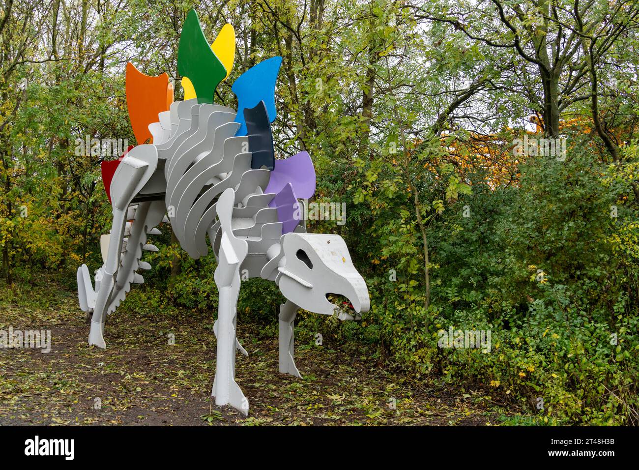 Stegusaurus sculpture at Teessaurus Park, Middlesbrough, UK,having been ...