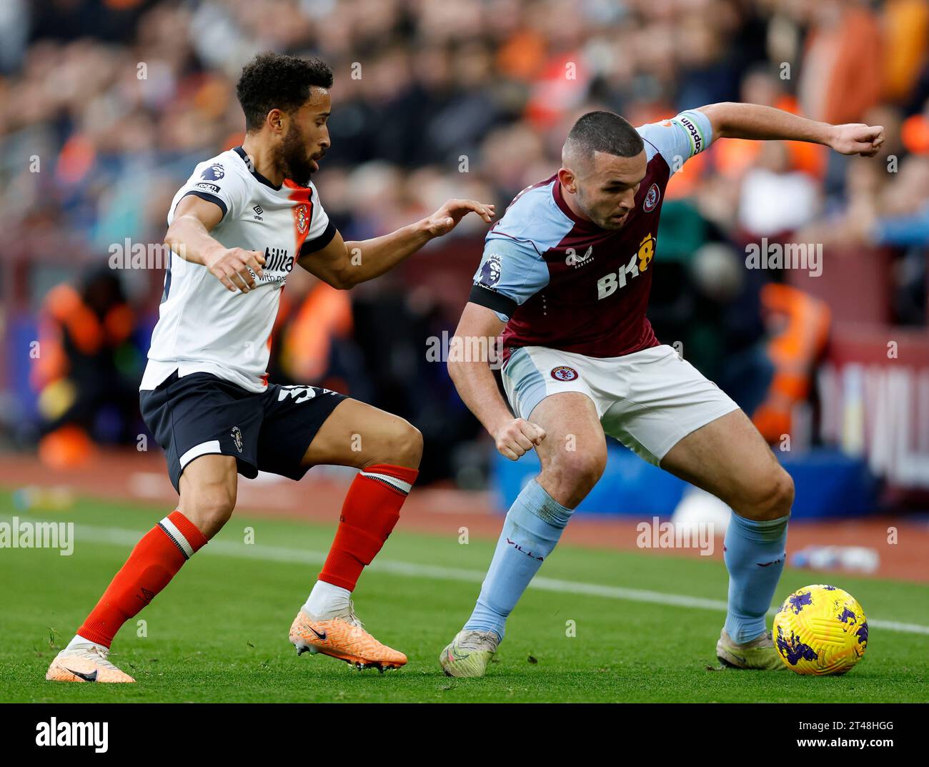 Luton Town's Andros Townsend (left) and Aston Villa's John McGinn ...