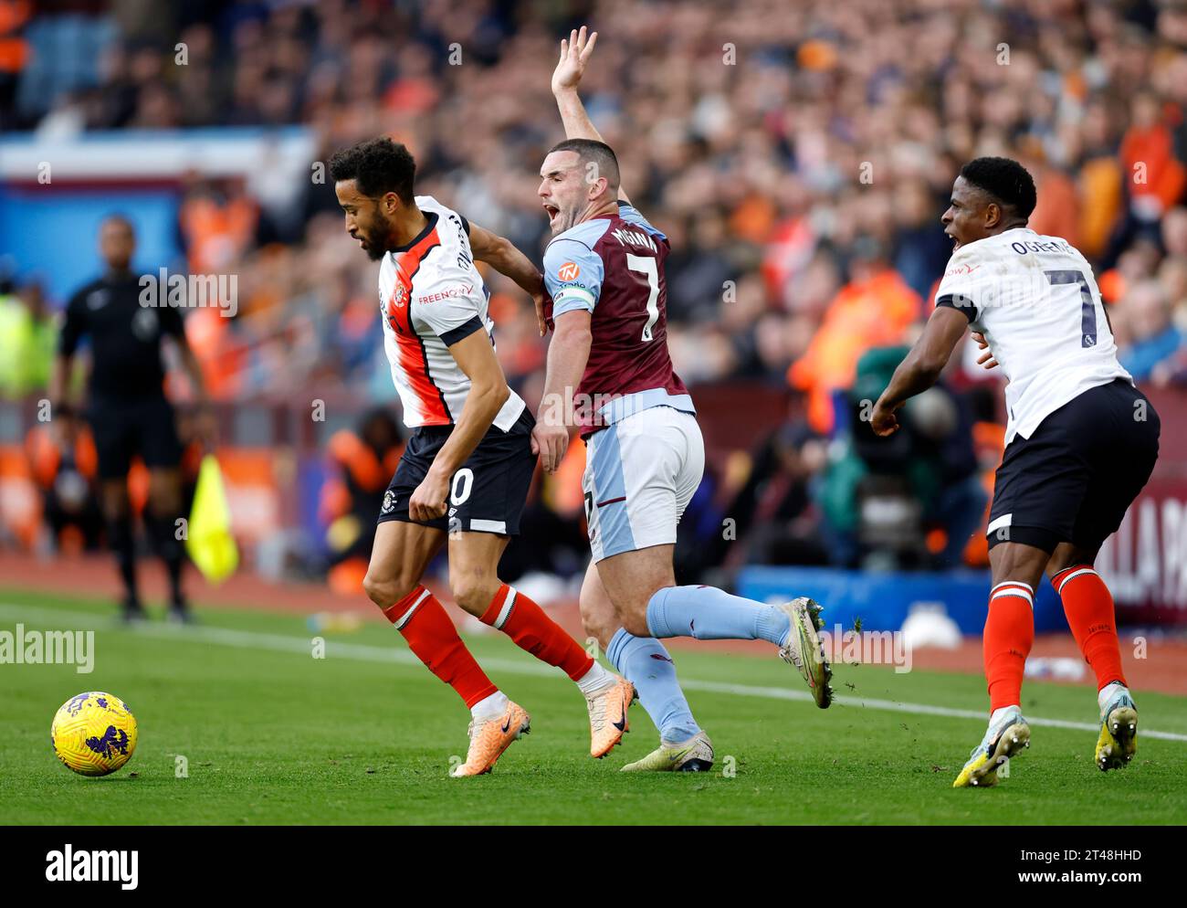 Luton Town's Andros Townsend (left) and Aston Villa's John McGinn ...