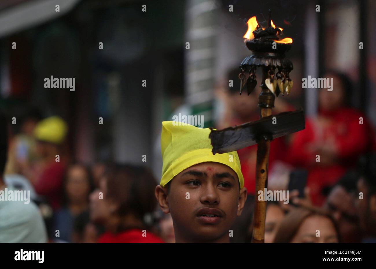 Kathmandu, Bagmati, Nepal. 29th Oct, 2023. A boy participates in the ...
