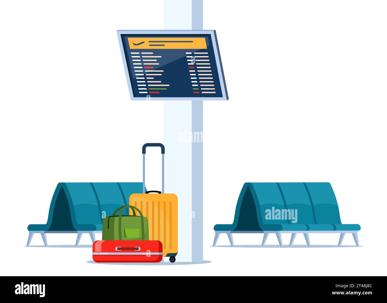 Empty rows of seats, element of airport lounge interior. Terminal ...