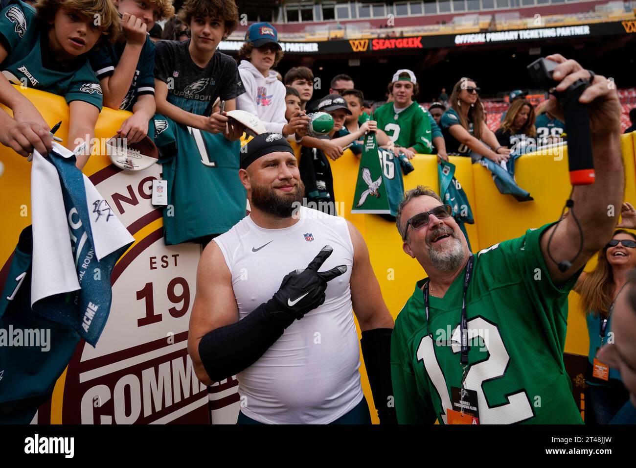Philadelphia Eagles offensive tackle Lane Johnson poses for a photo ...