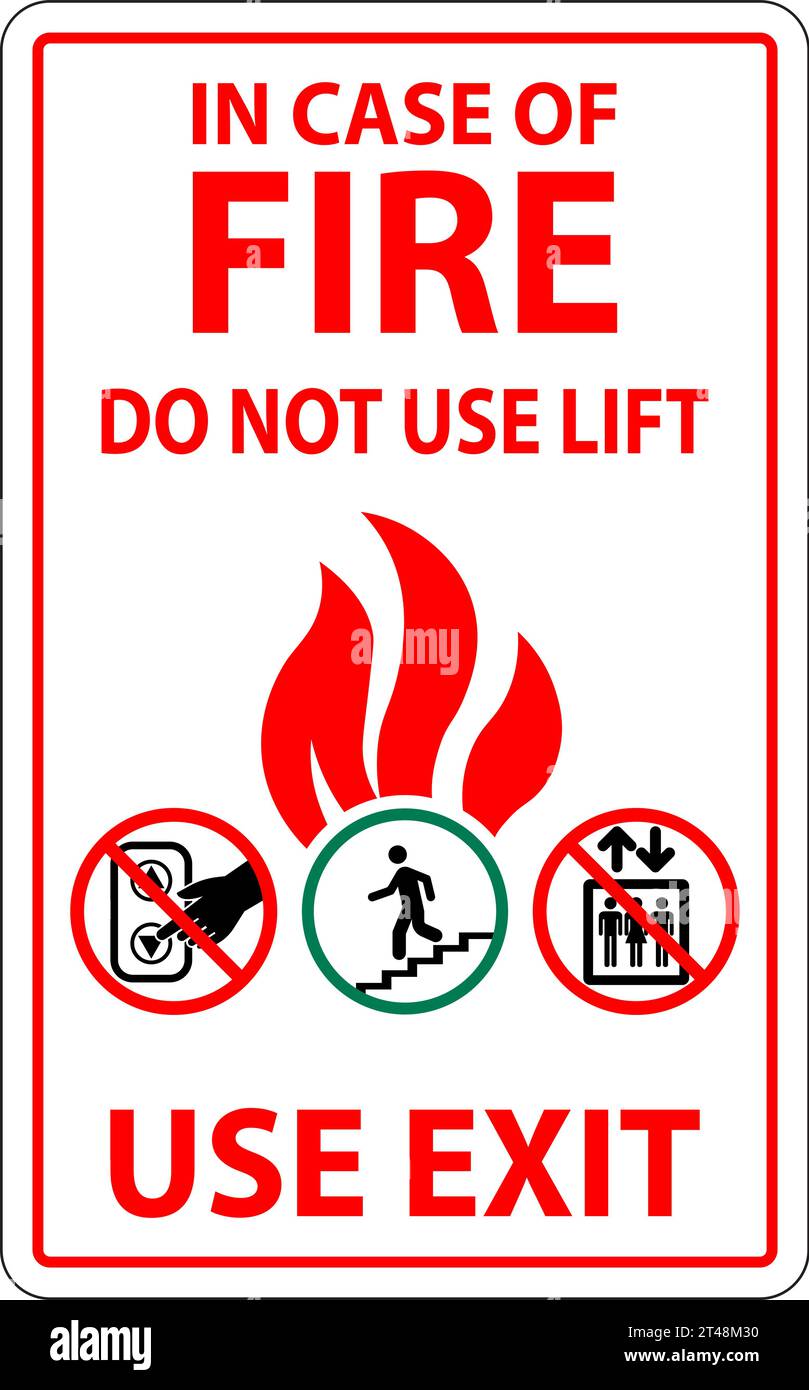 In Case Of Fire Sign Do Not Use Lift, Use Exit Stock Vector Image & Art ...