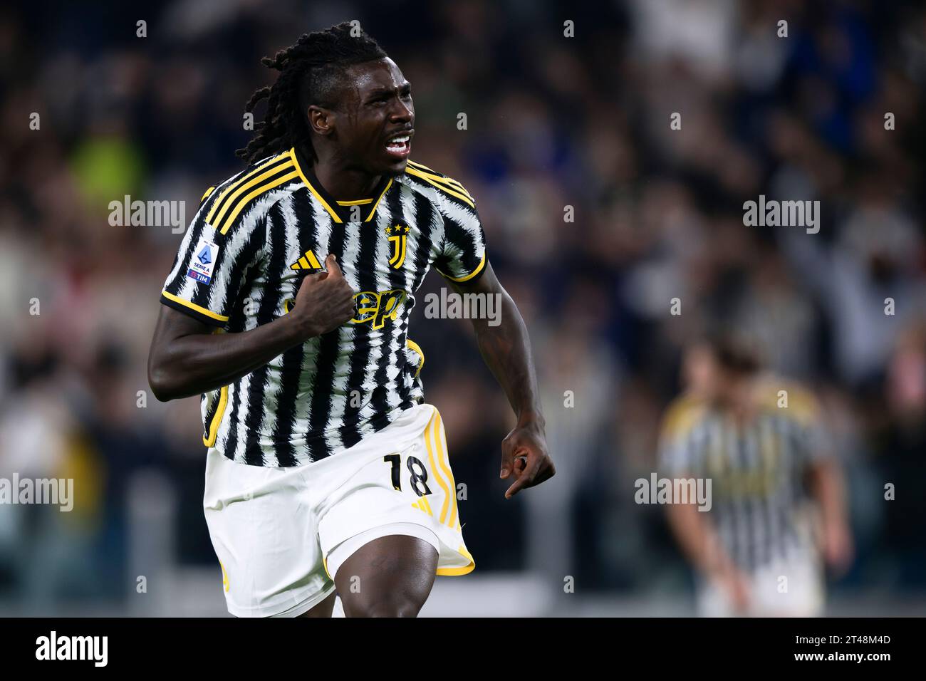 Moise Kean of Juventus FC celebrates after scoring a goal later ...