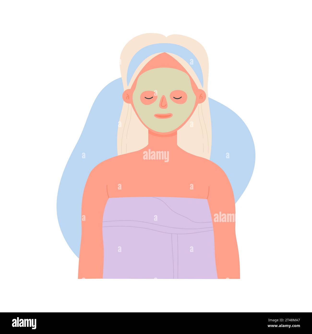 Girl with green face mask waiting for drying. Clay mask treatment, skin ...