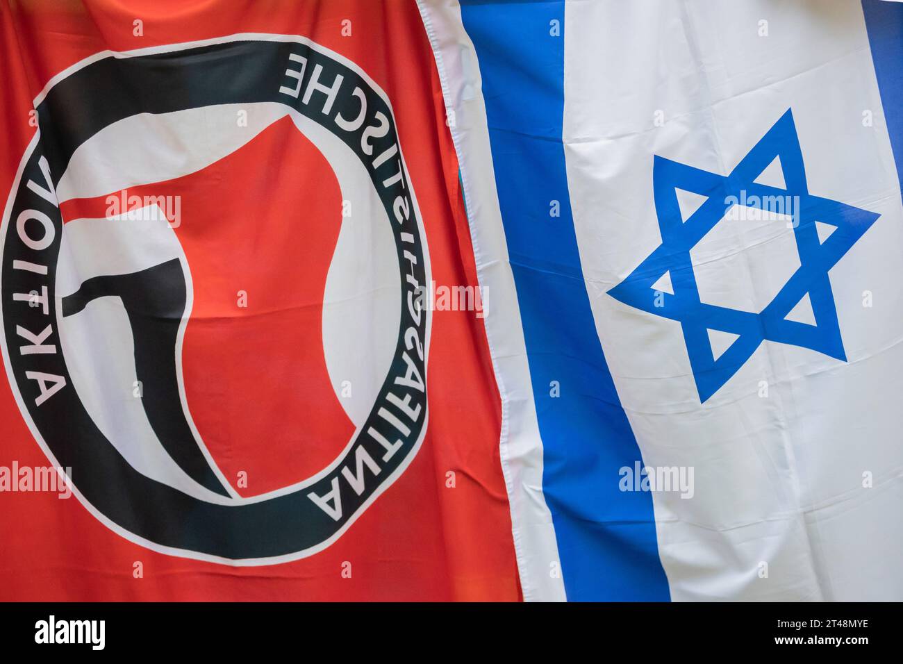 Berlin, Germany. 29th Oct, 2023. The flag of Israel is seen next to the ...