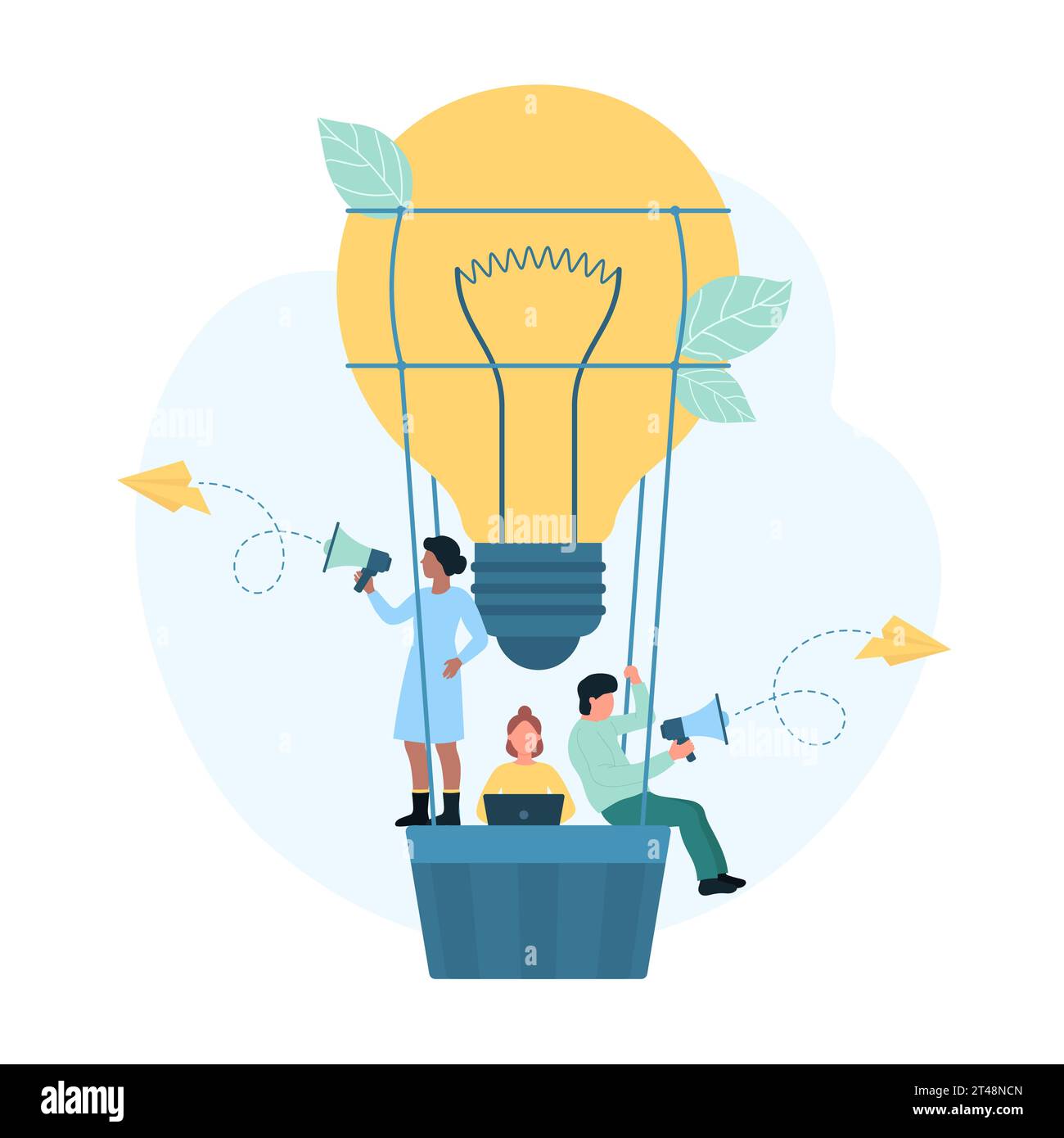 Creative business idea, achievement of digital marketing team vector ...