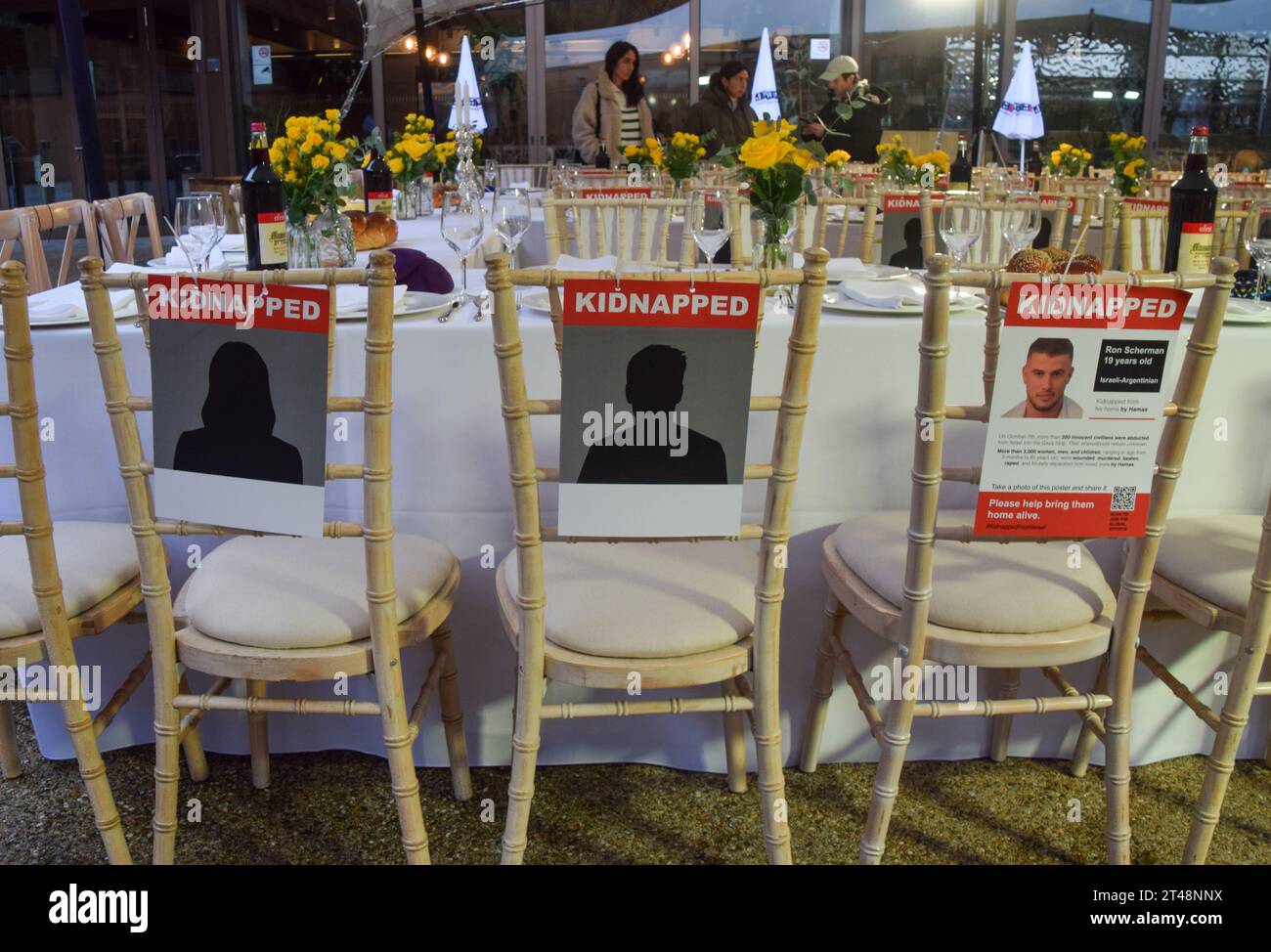 London, UK. 29th October 2023. The Empty Shabbat Table installation for ...