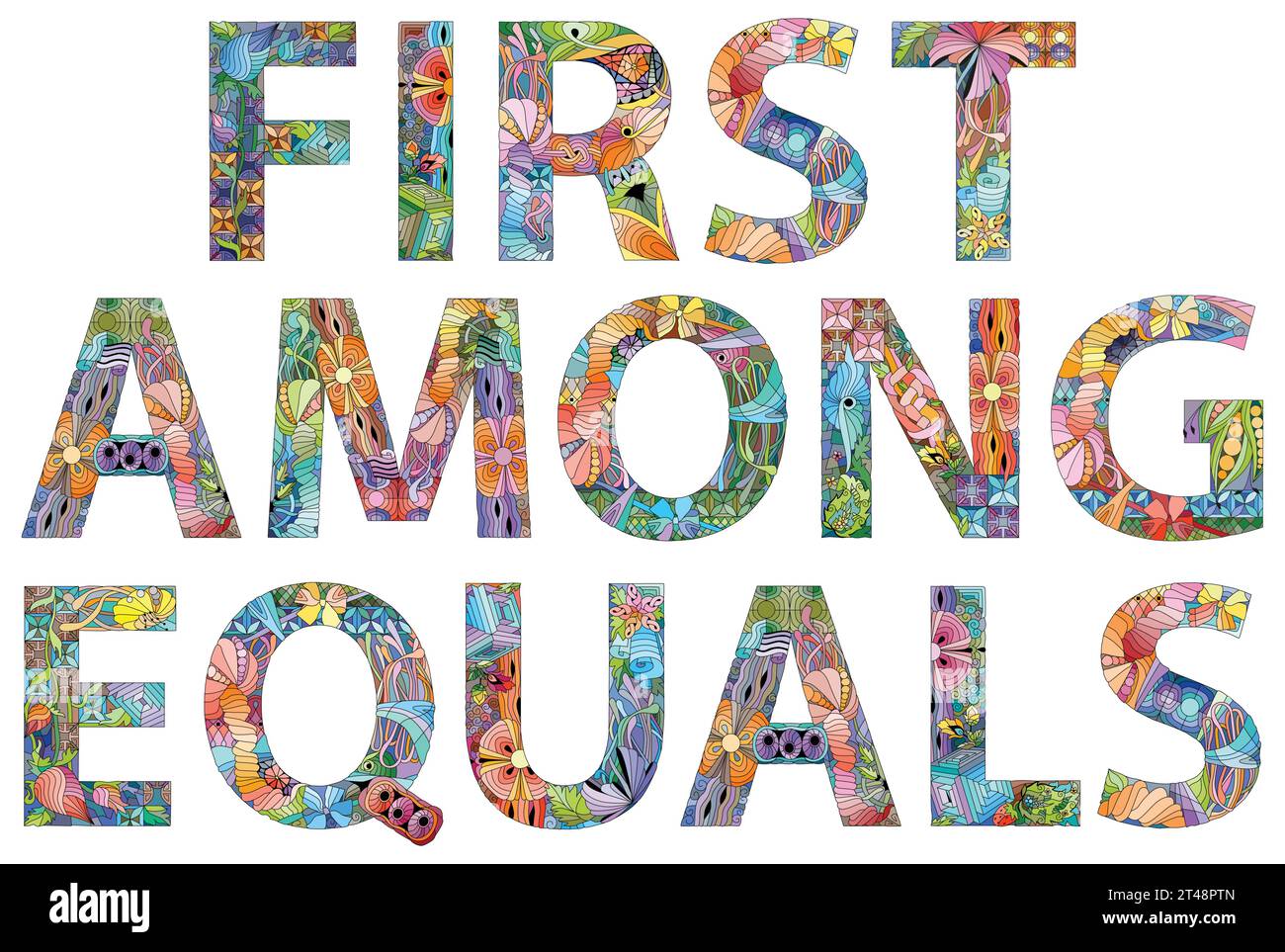 Hand-painted art design. Hand drawn illustration words FIRST AMONG ...