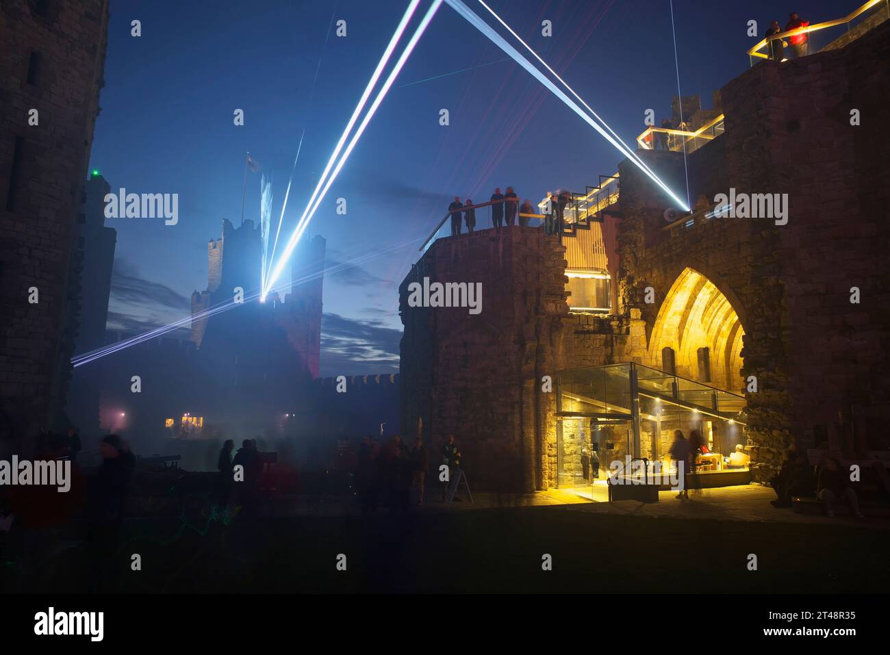 Annwn, Laser Light Show, Caernarfon Castle Stock Photo - Alamy