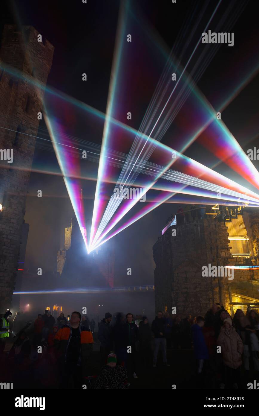 Annwn, Laser Light Show, Caernarfon Castle Stock Photo - Alamy