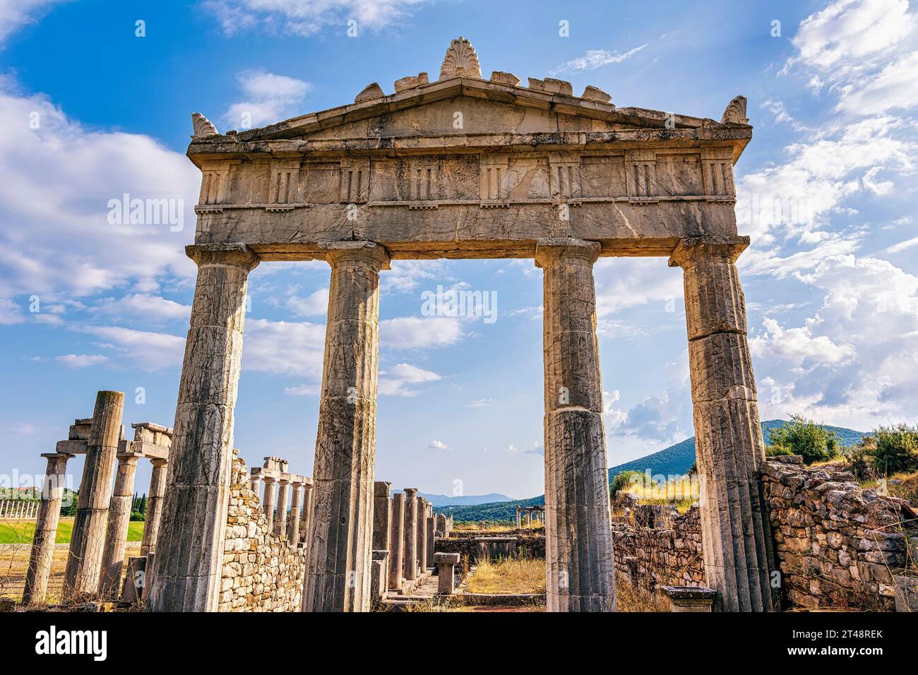 The Asklepieion and Agora inside the old ruins of the capital of the ...