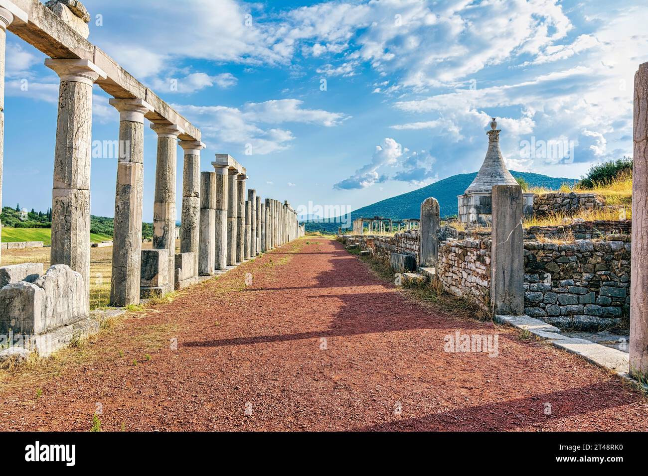 The Asklepieion and Agora inside the old ruins of the capital of the ...