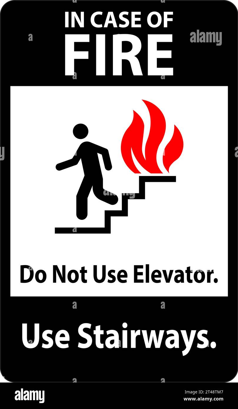 In Case Of Fire Sign Do Not Use Elevators, Use Stairways Stock Vector ...