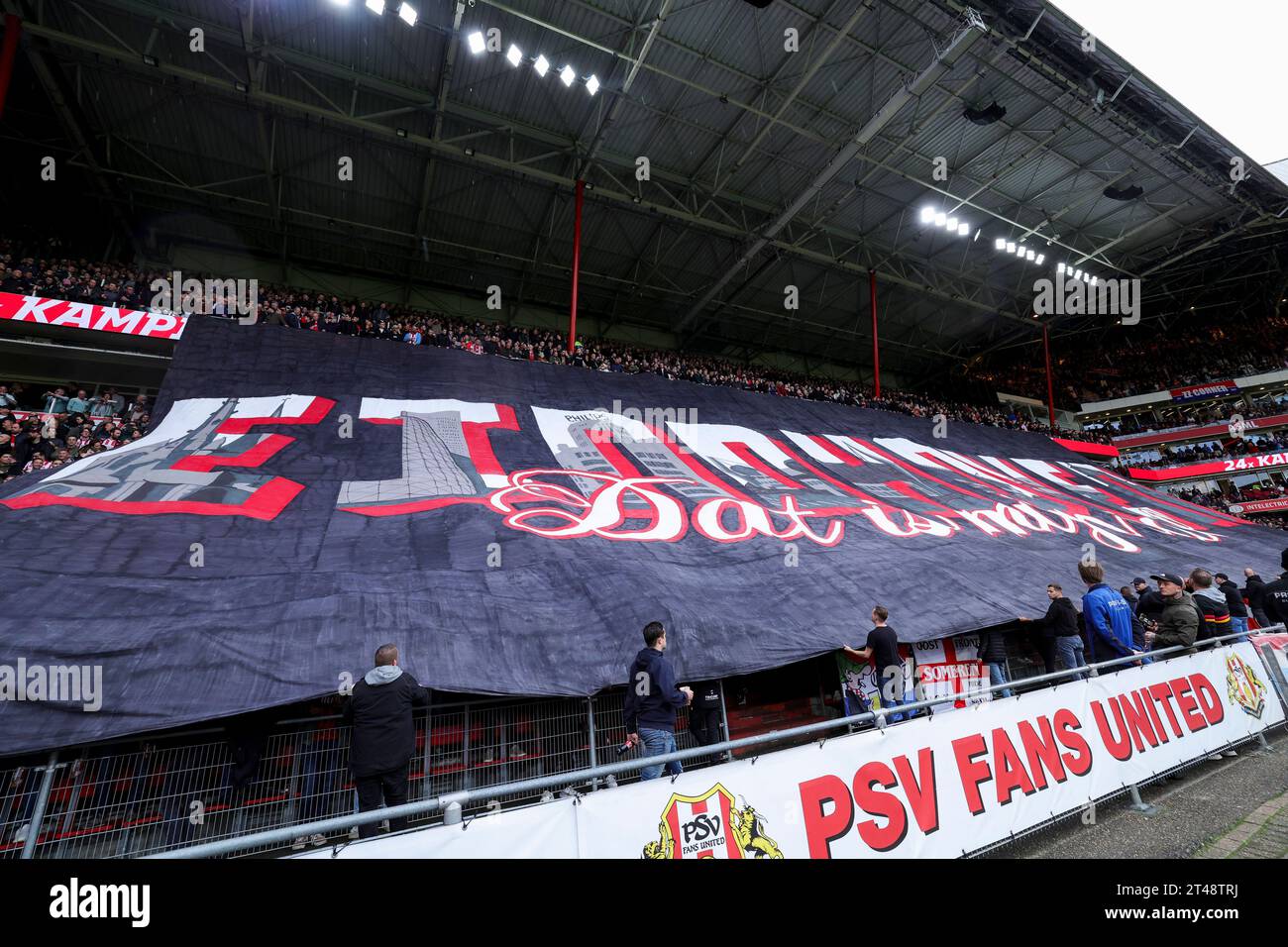 EINDHOVEN, NETHERLANDS - OCTOBER 29: banner from the Fans of PSV ...