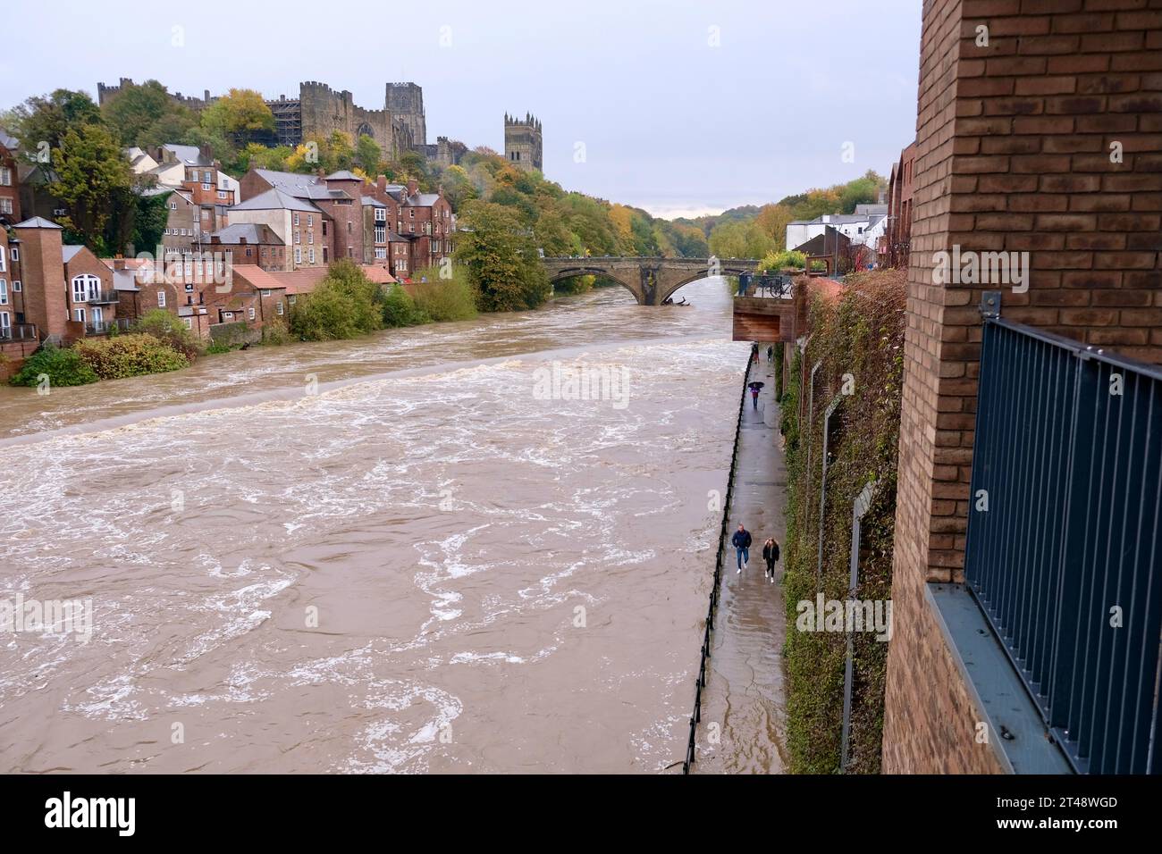 River Wear burst its banks and floods at River Wear, Durham, United ...