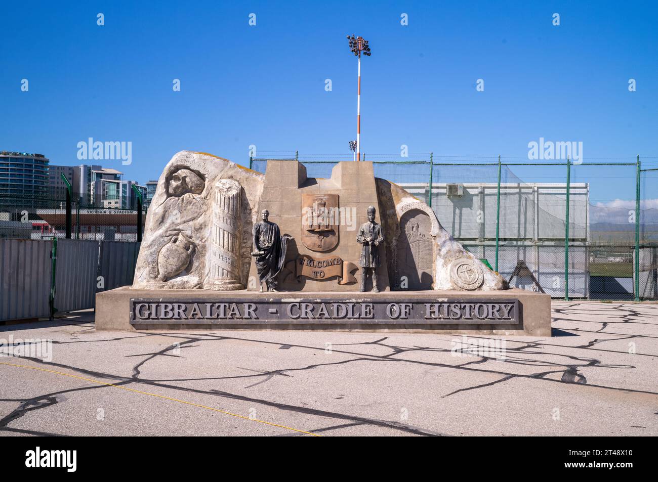 Gibraltar Cradle of History monument at Gibraltar Airport Stock Photo ...