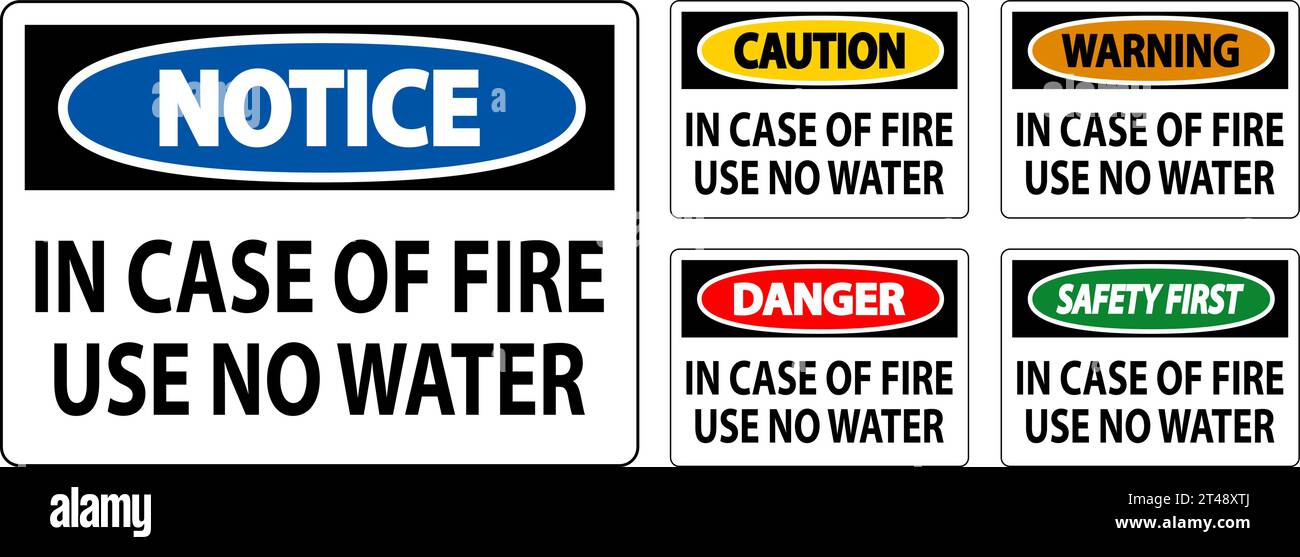 Danger Sign: Danger - In Case Of Fire Use No Water Stock Vector Image ...