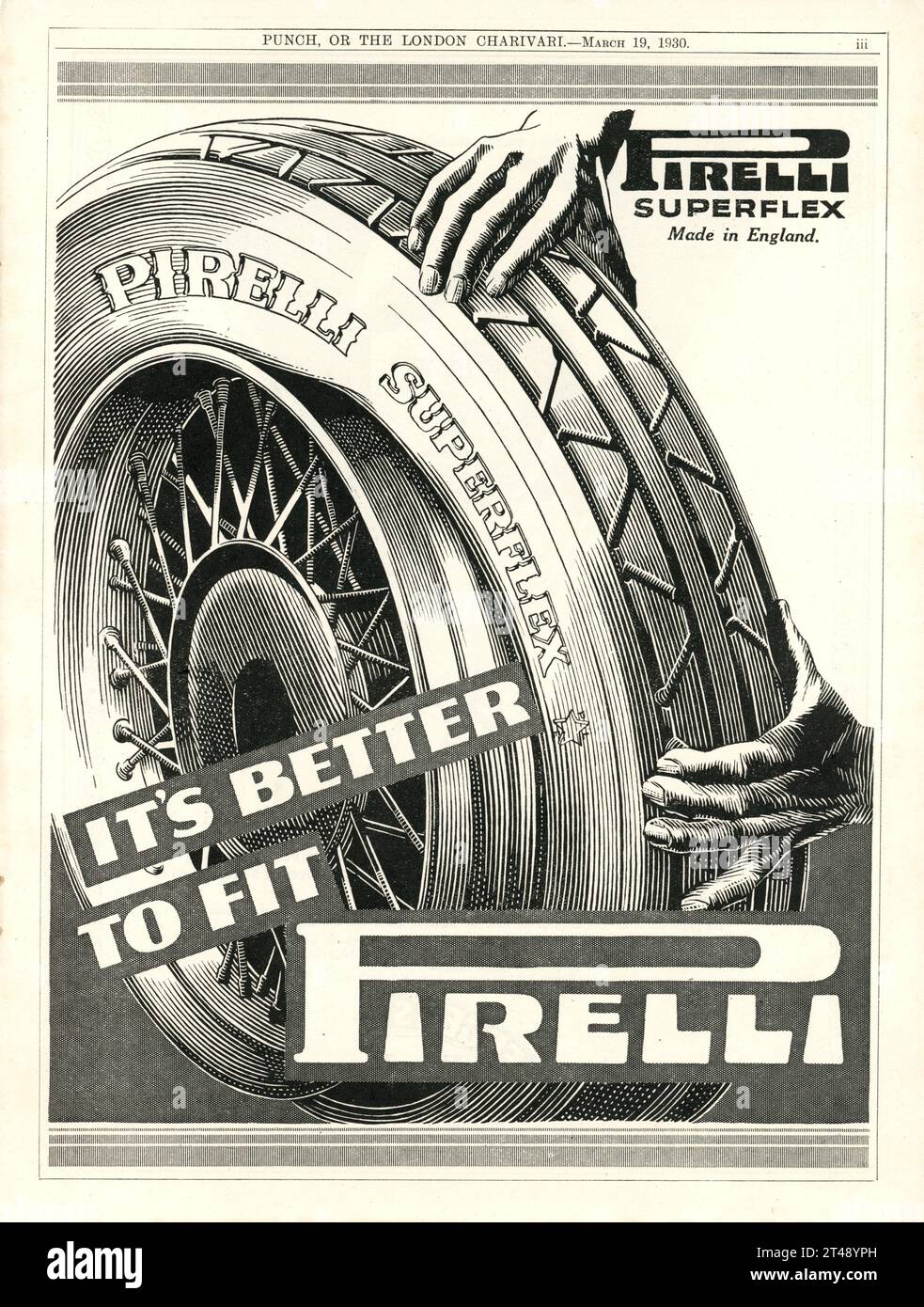 PIRELLI SUPERFLEX Tyres Made in England 1930 British Magazine ...