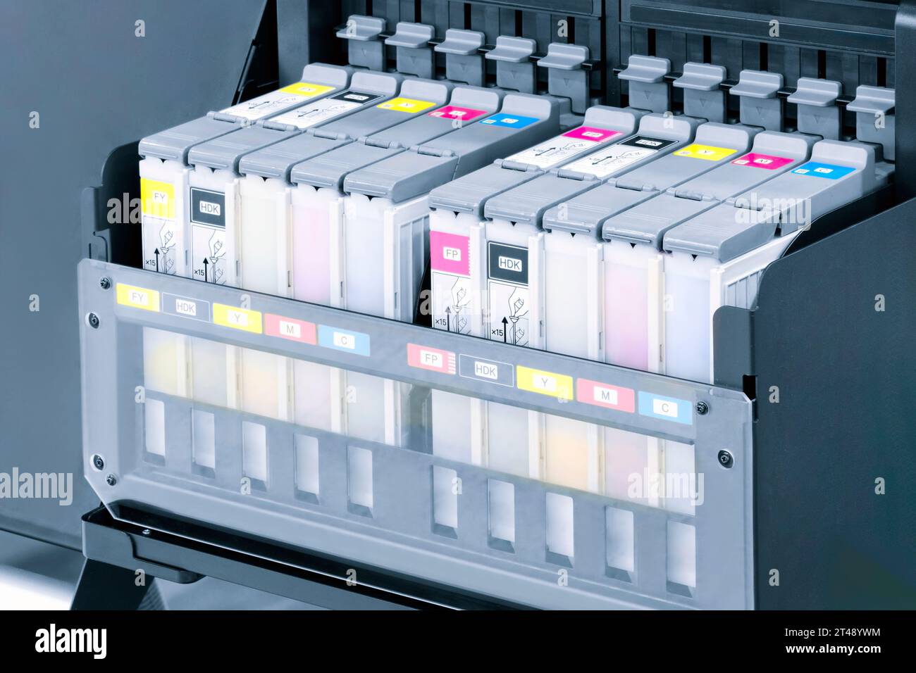 Color toners in the digital printer, paint CMYK Stock Photo - Alamy