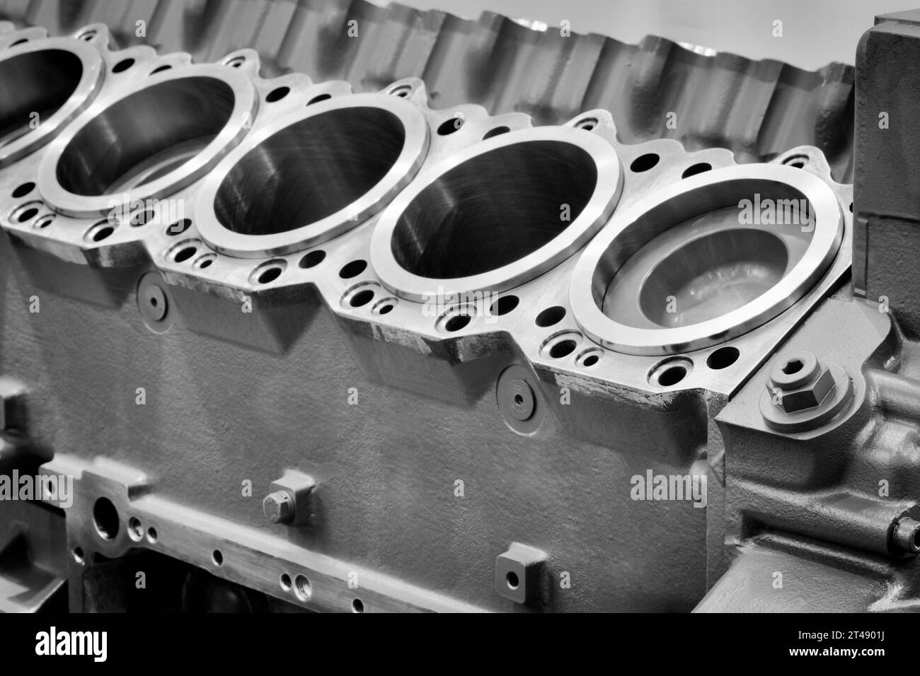 diesel engine. Fragment of a diesel motor close-up. Engine details ...