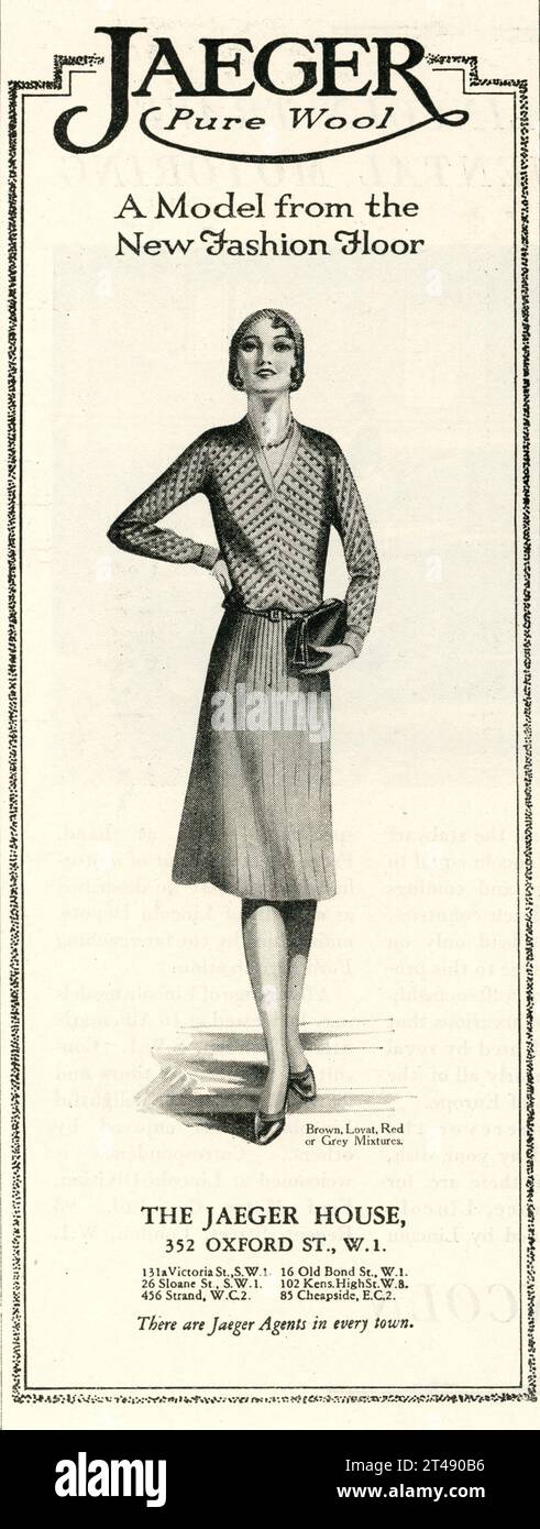 JAEGER Pure Wool Clothing1930 British Magazine Advertisement. for The ...