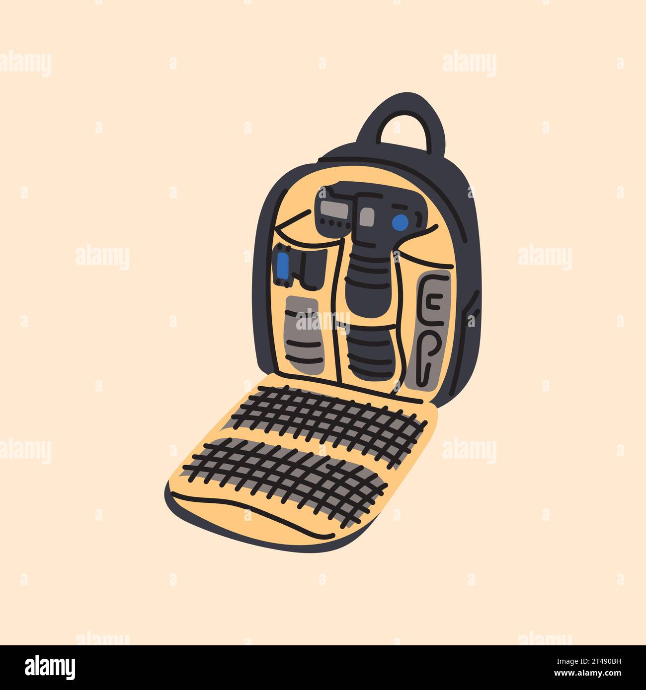 Camera bag with photographer gear color icon. Vector isolated ...