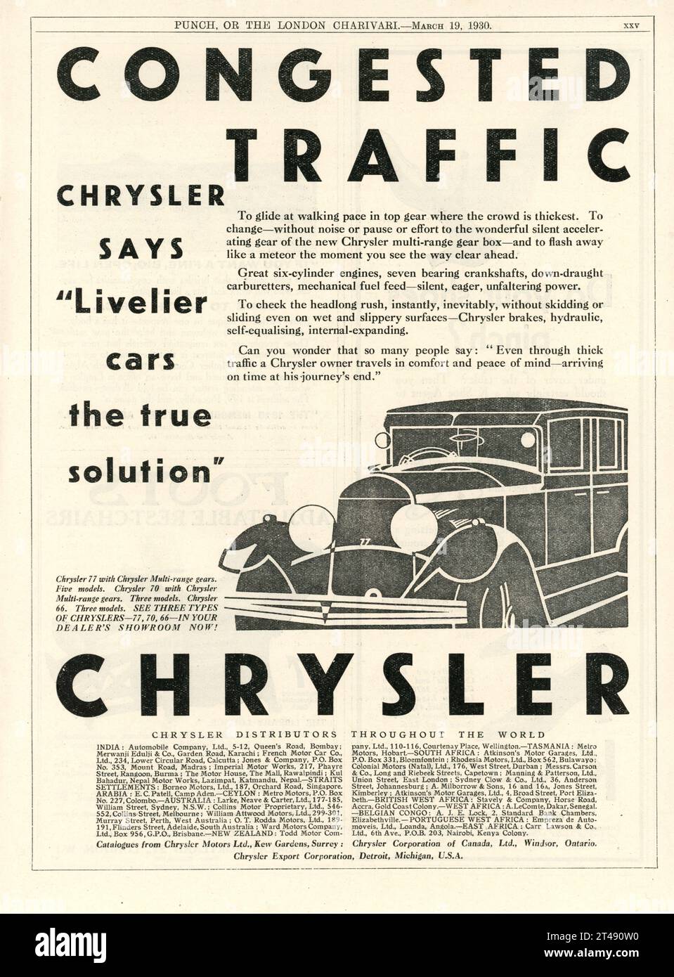 CHRYSLER Motor Cars 1930 British Magazine Advertisement Stock Photo - Alamy