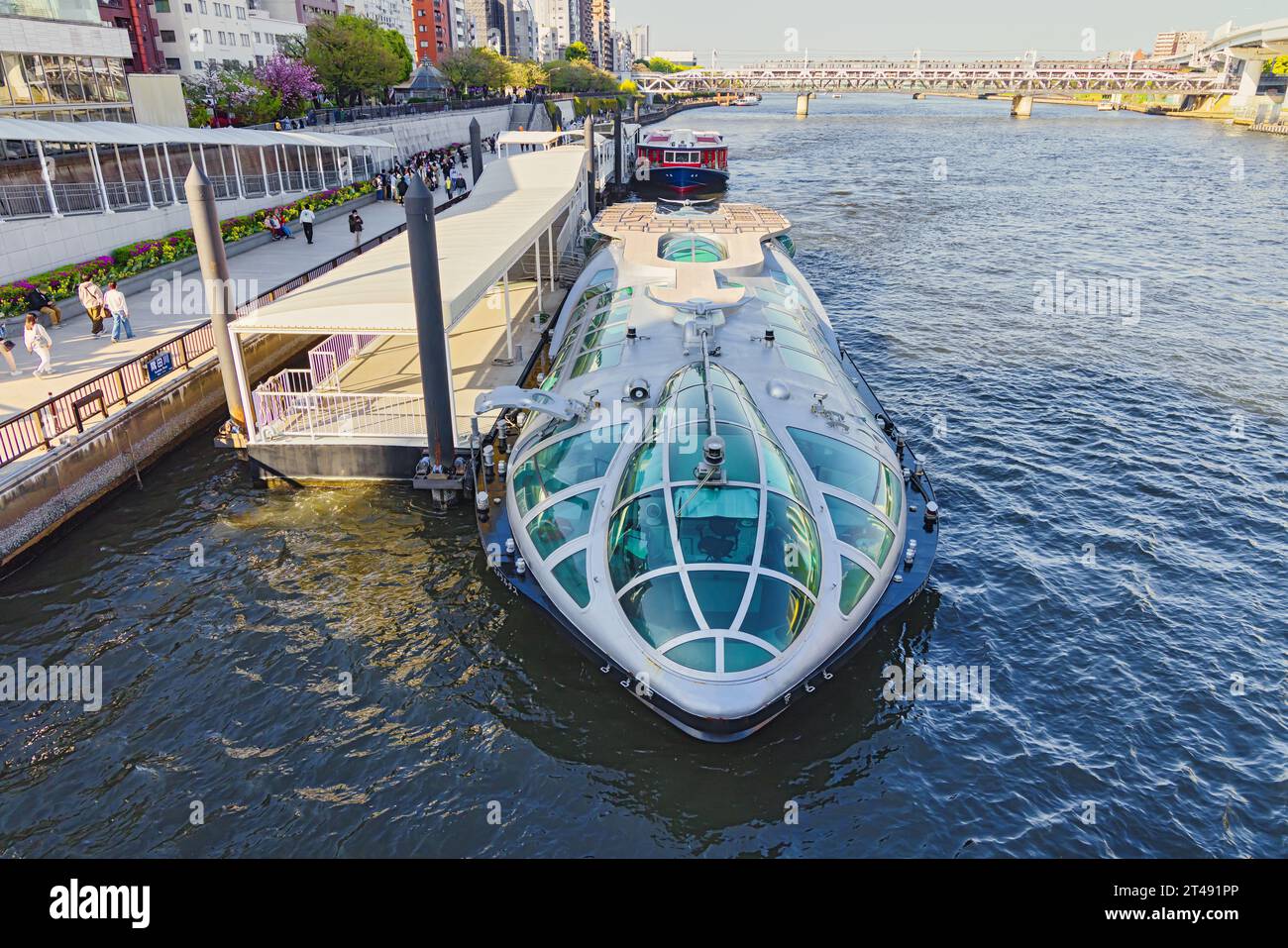 Tokyo, Japan - April 09, 2023: water bus of the Himiko line on Sumida ...