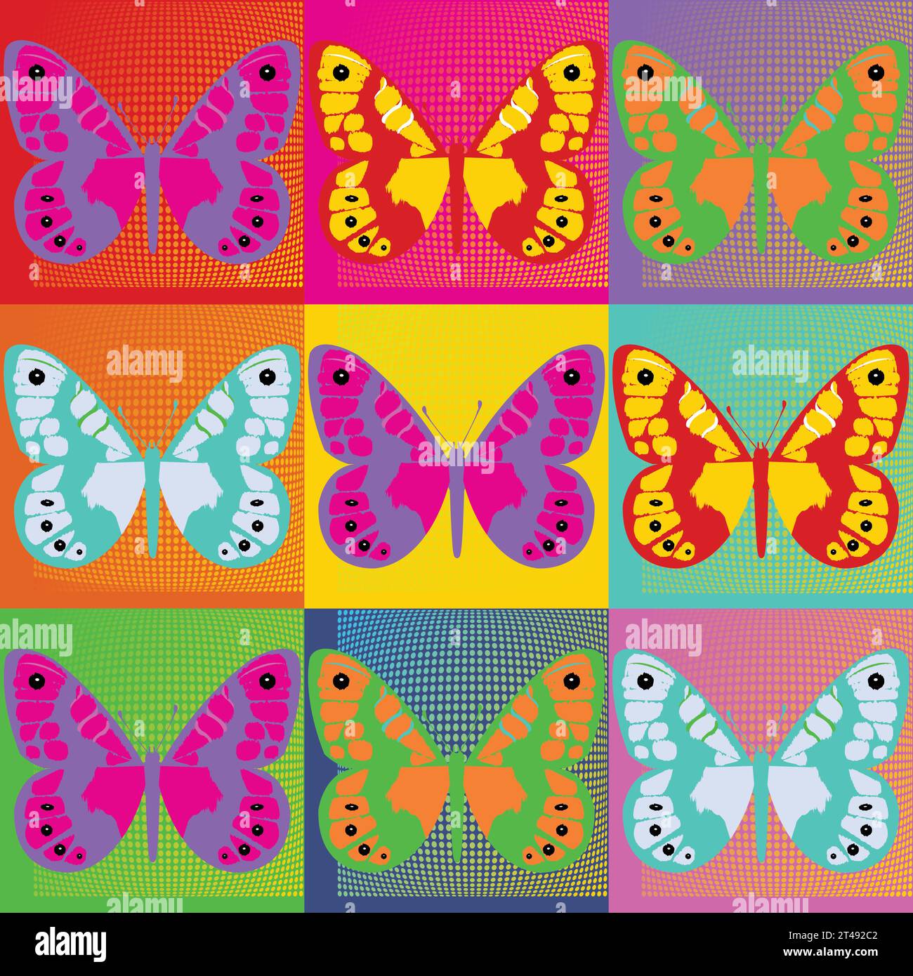 colorful background butterflies in pop art style; eps10 for prints ...