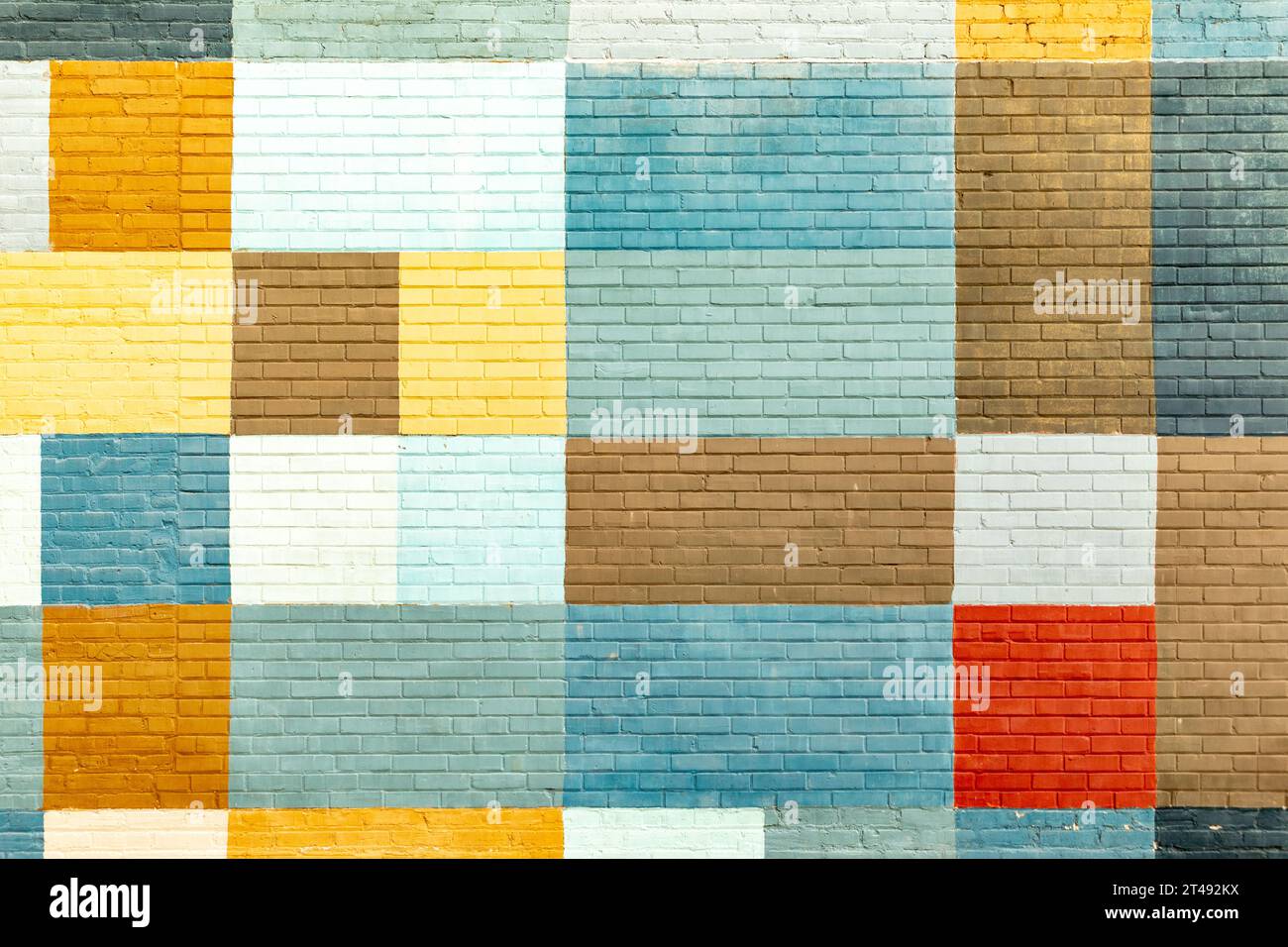 colorful old brick wall in different colors in geometric pattern Stock ...