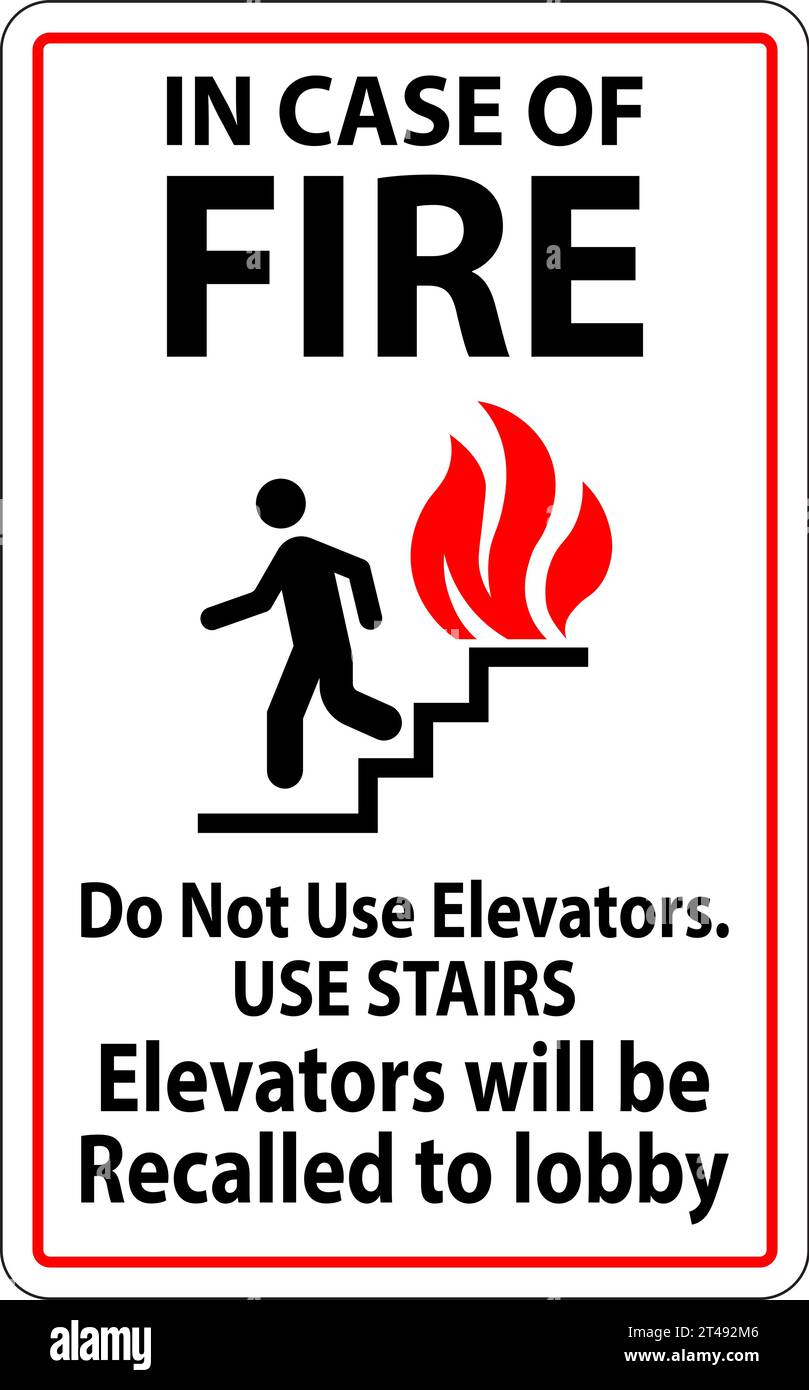 In Case Of Fire Sign Do Not Use Elevators. Use Stairs, Elevators Will ...